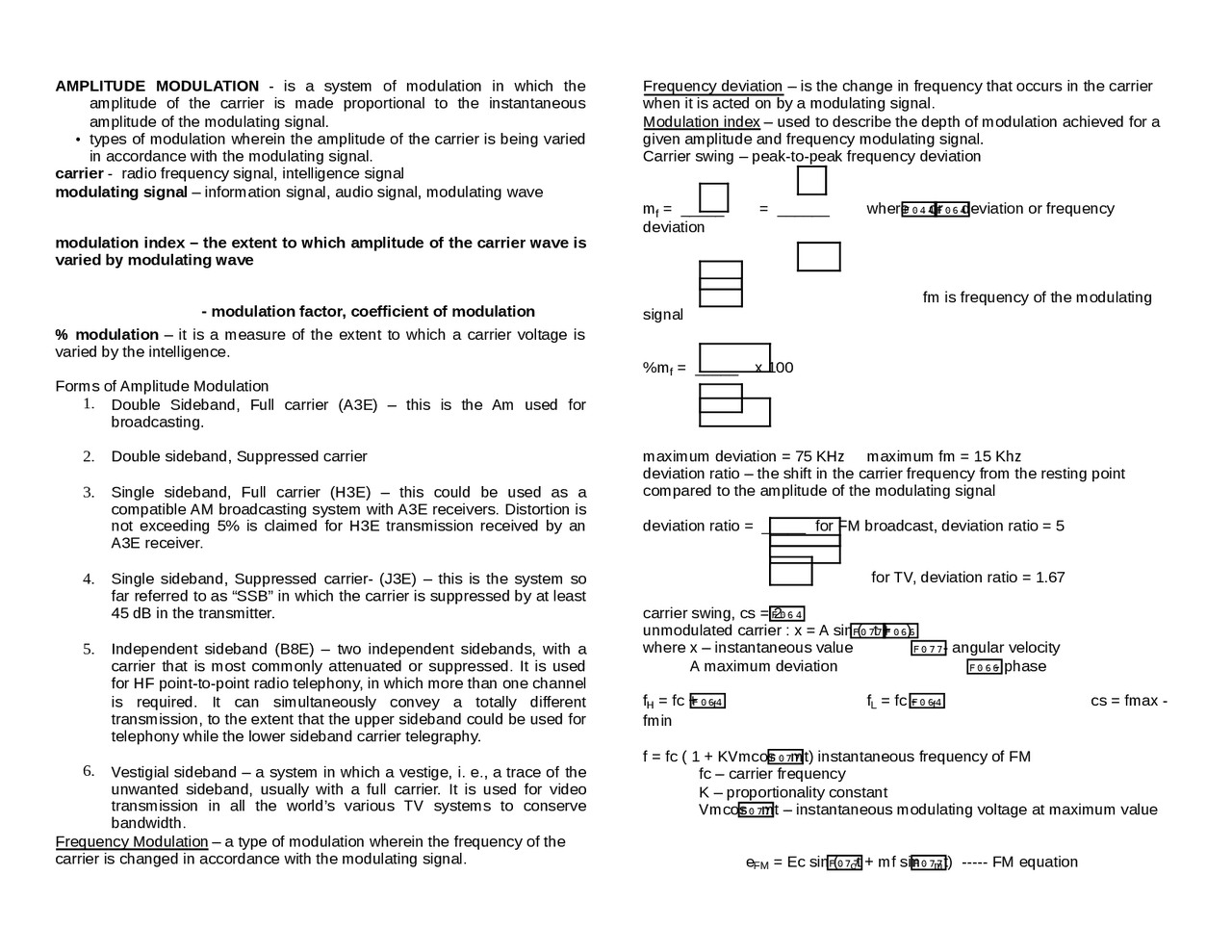 Amplitude Modulation And Frequency Modulation Lecture Docsity