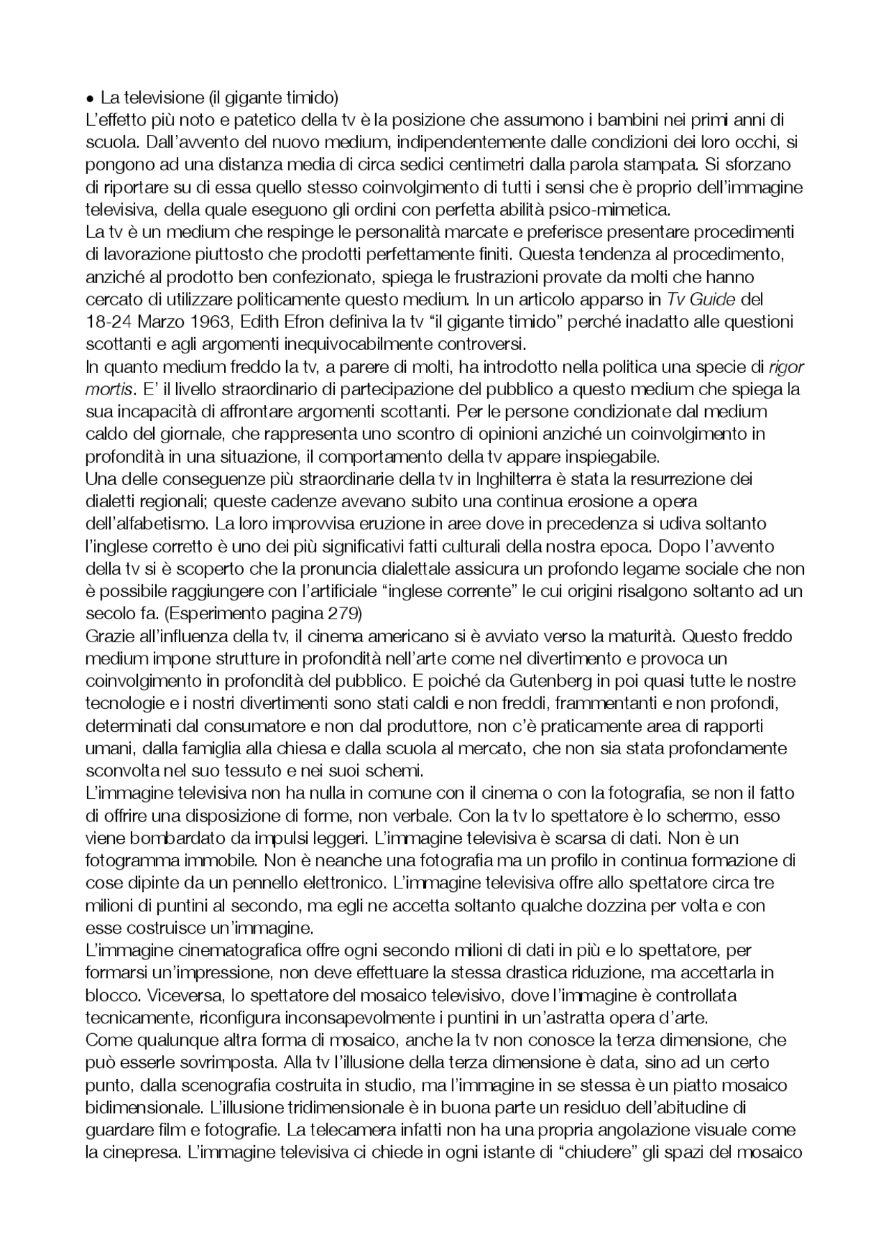 Riassunto Il Medium è Il Messaggio Docsity