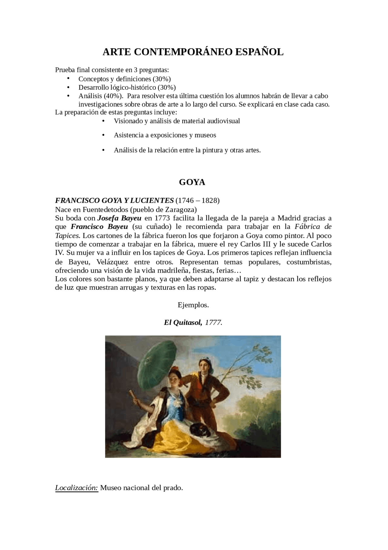 ARTE CONTEMPORÁNEO ESPAÑOL - Docsity