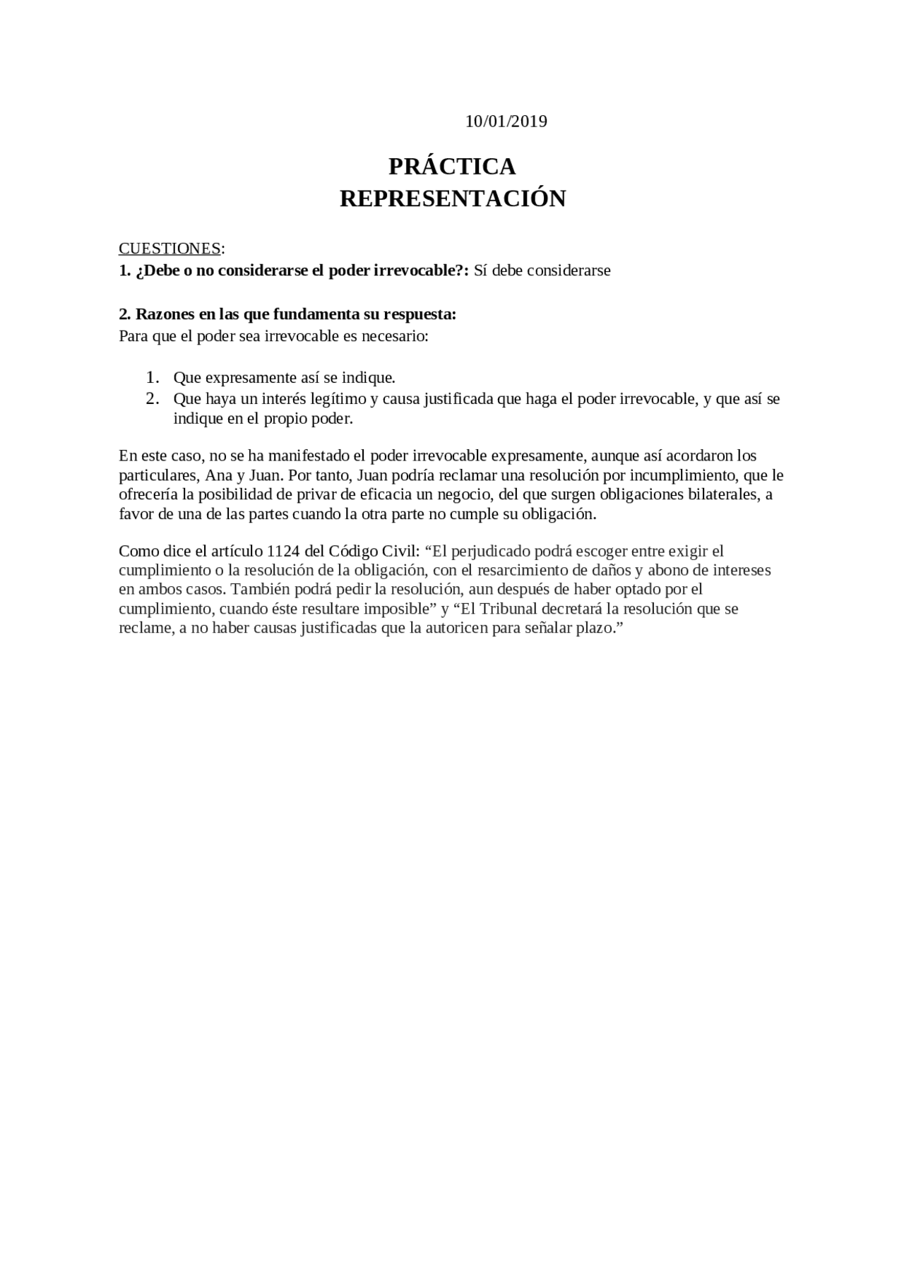 Práctica De Derecho Civil I Docsity
