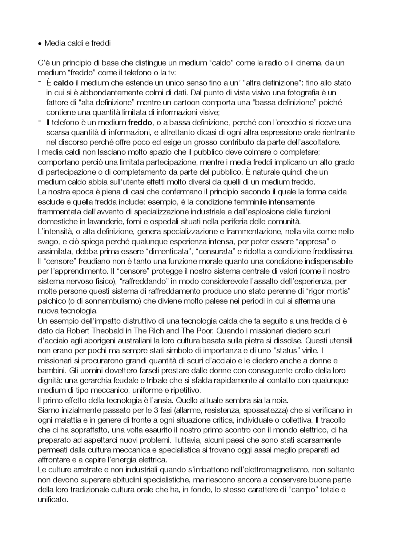 Riassunto Il Medium è Il Messaggio Docsity