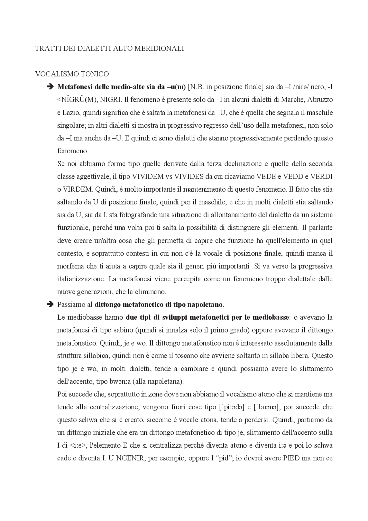 Profilo Linguistico Dei Dialetti Italiani Docsity