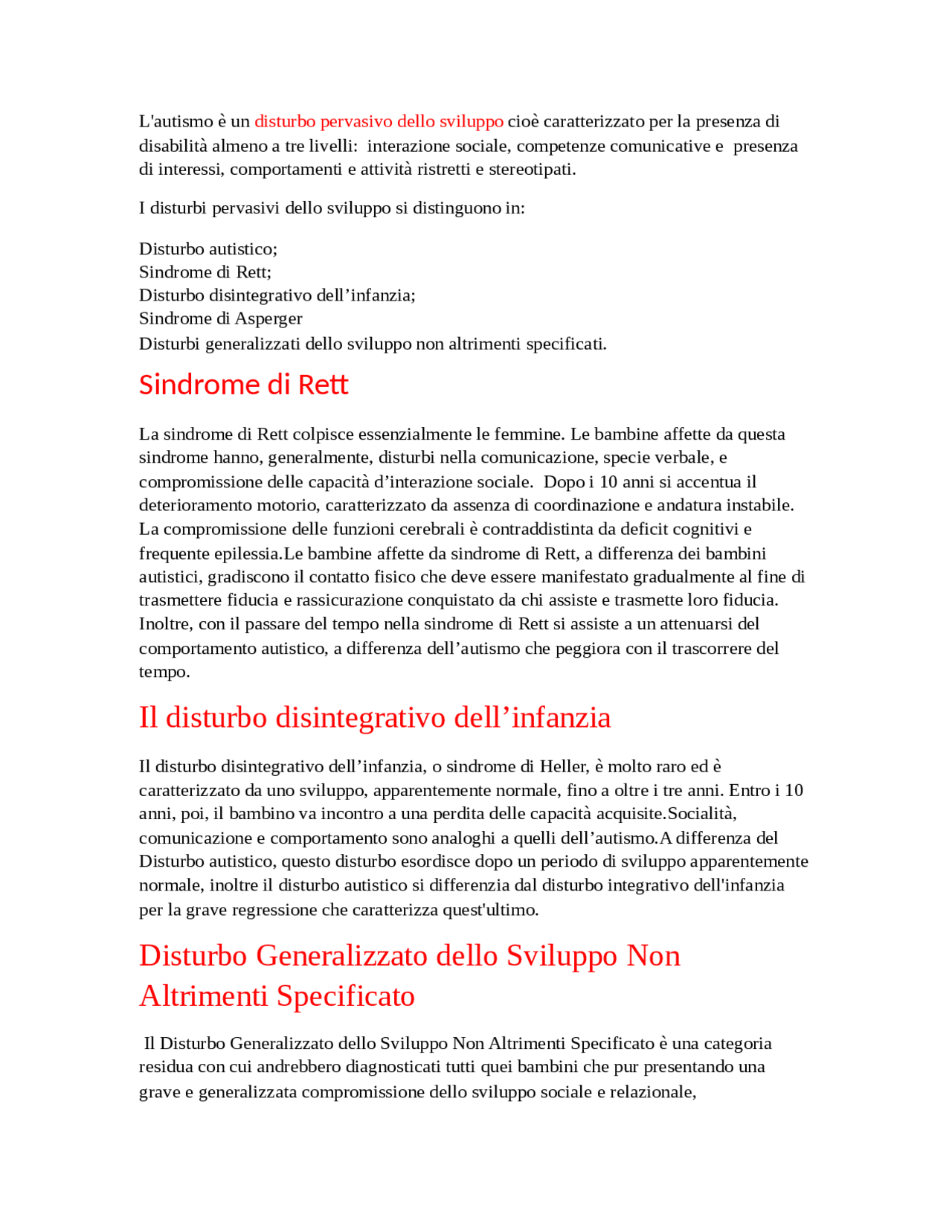 Appunti Autismo Vecc Classificazione Docsity