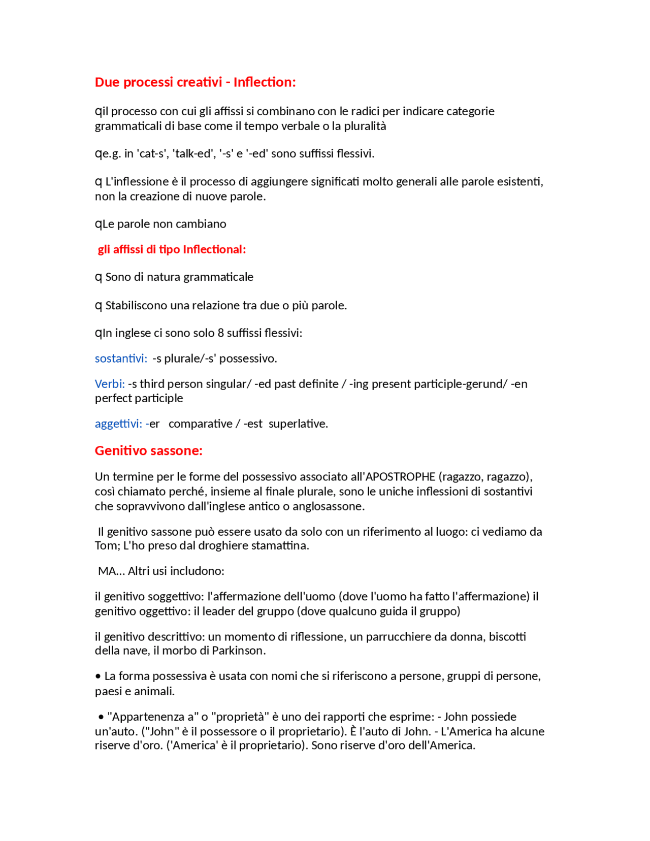 Inglese 1 Morphology Docsity