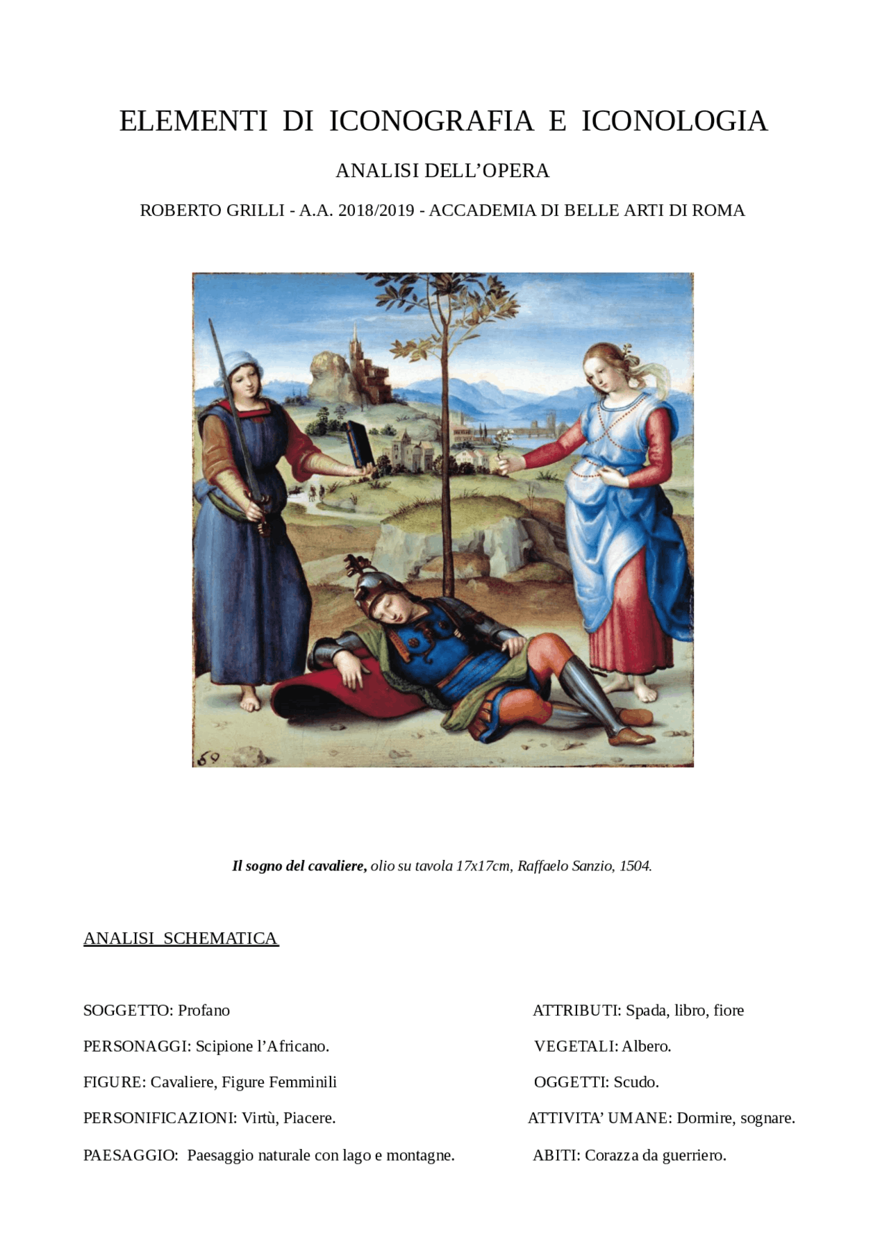 ANALISI ICONOGRAFICA - ICONOGRAFIA - IL SOGNO DEL CAVALIERE, RAFFAELLO ...