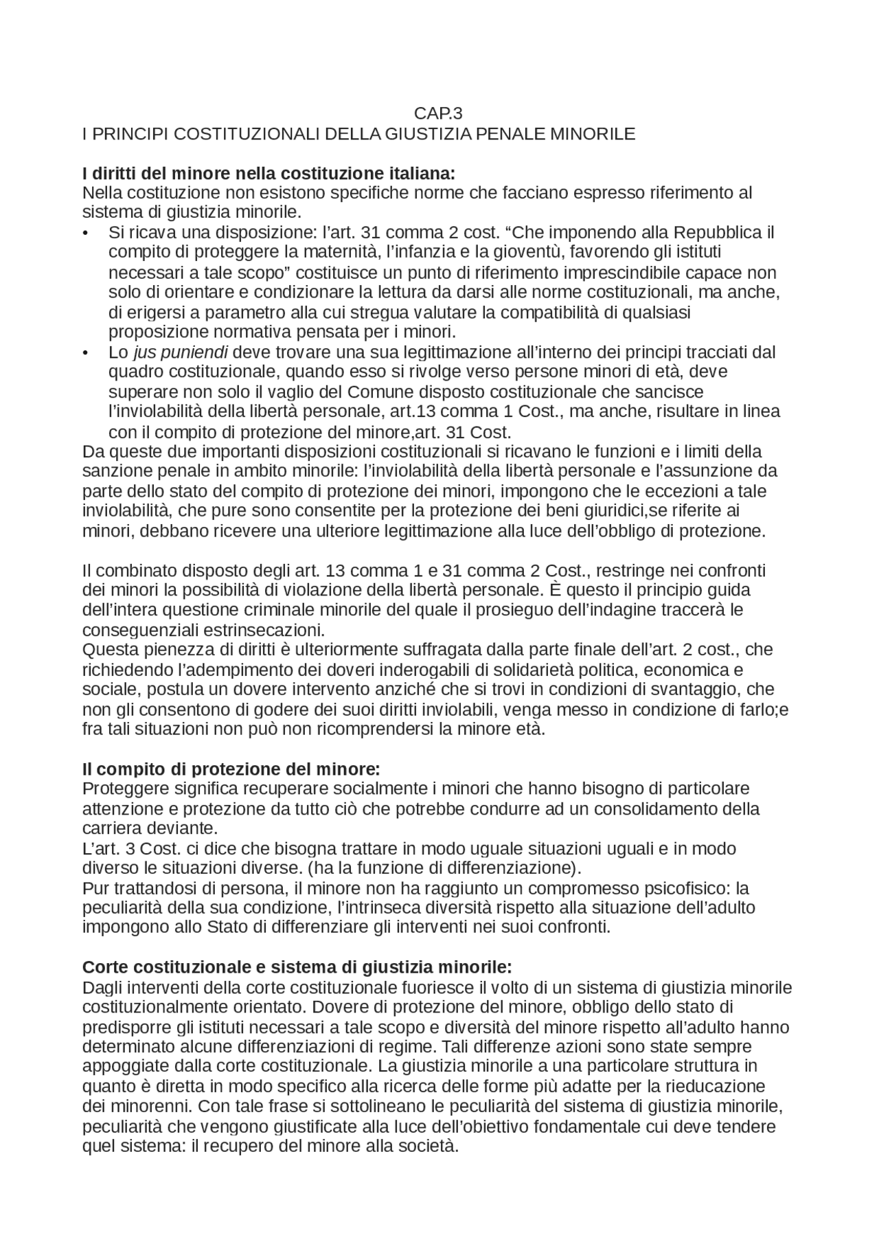 Diritto Minorile Capitolo 3 Docsity