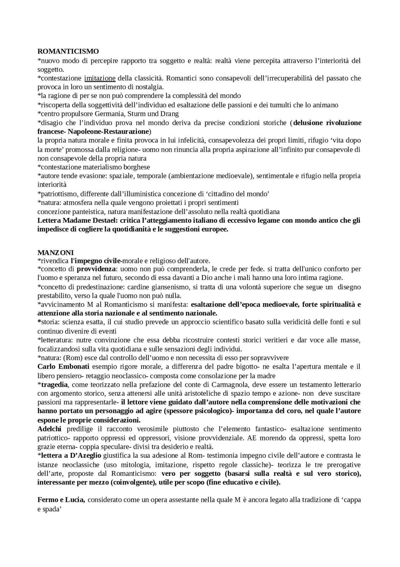 Italiano Di Quinta Superiore Riassunto Docsity