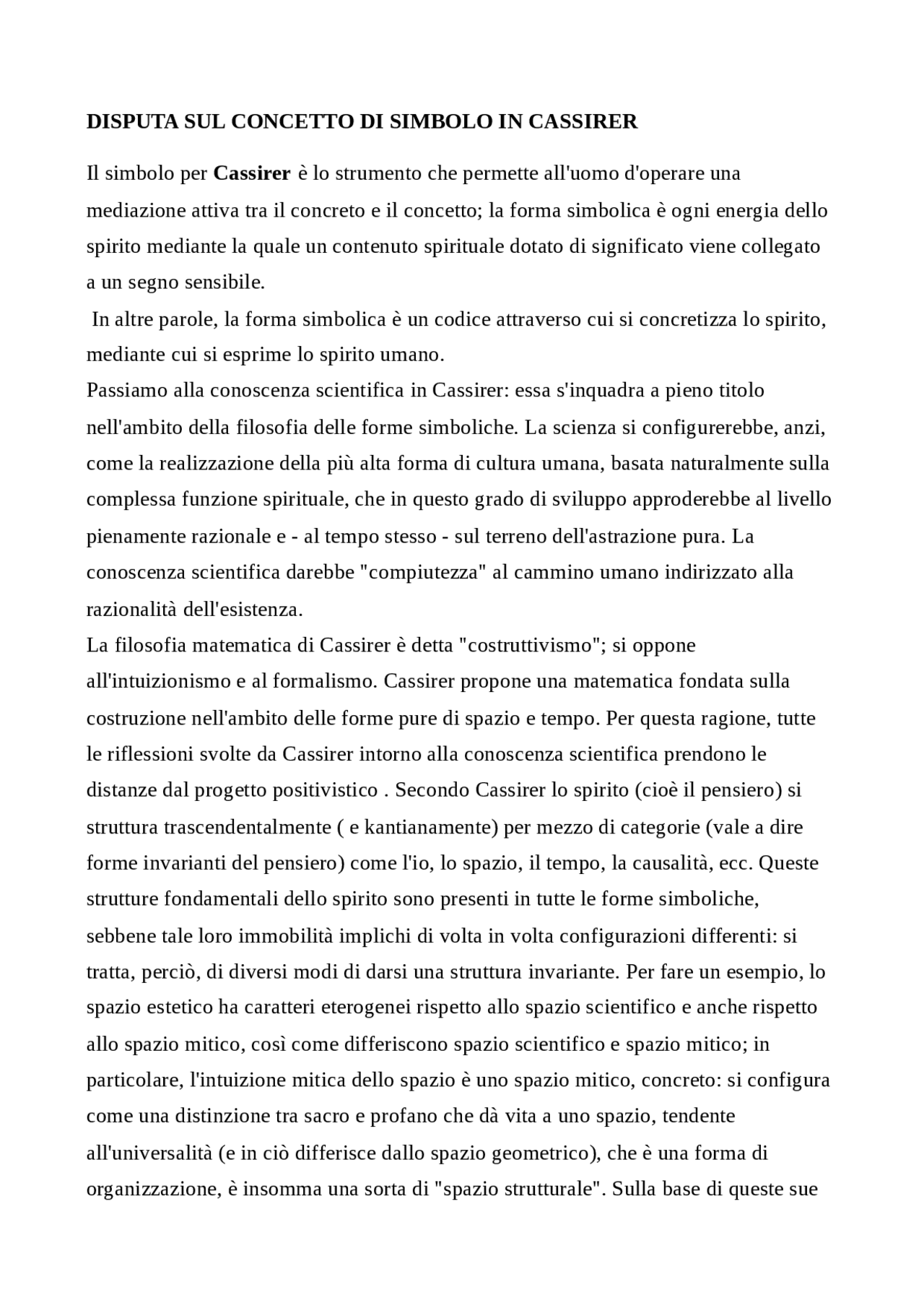 Cassirer E La Simbologia Docsity