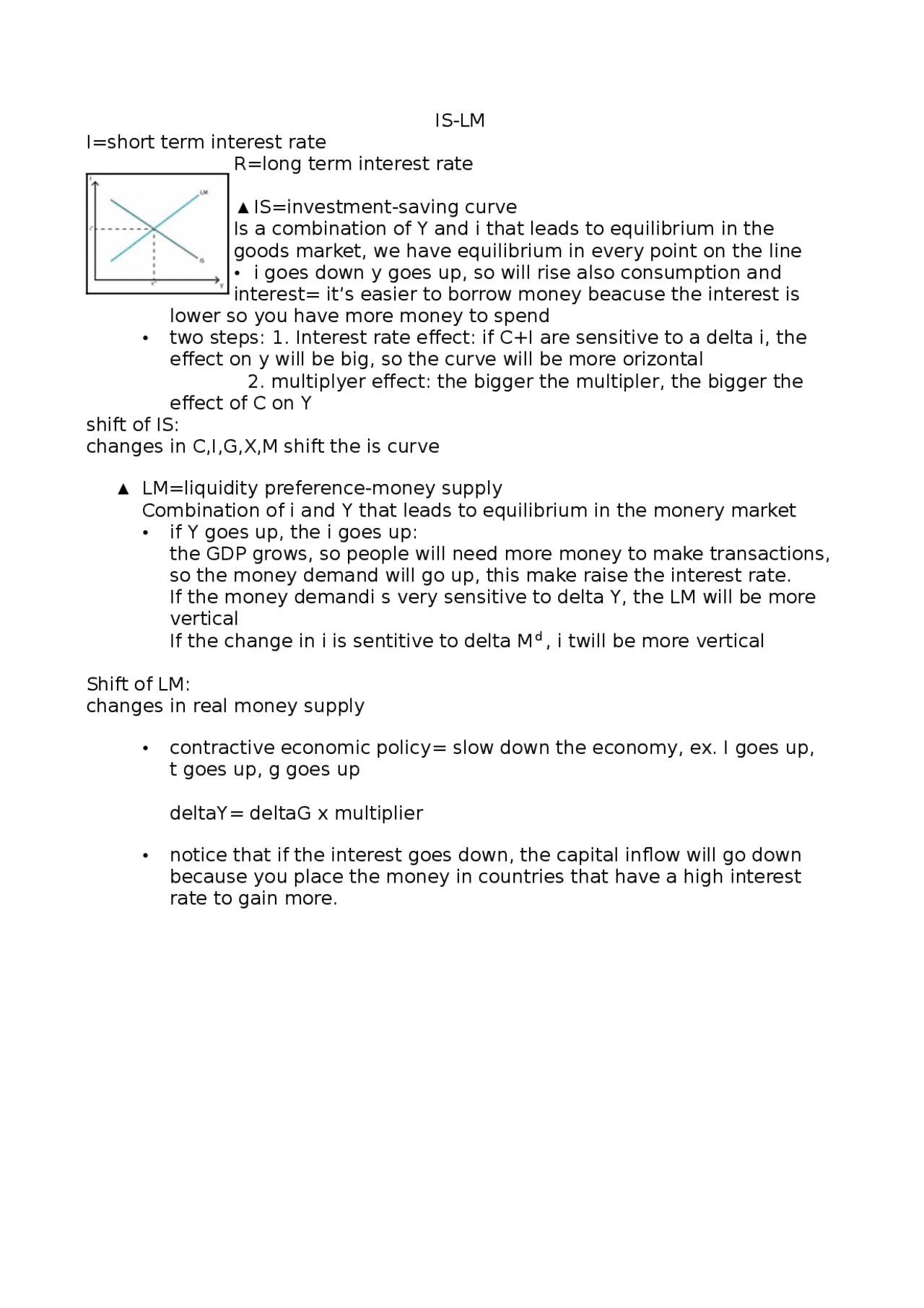 Schema Sul Modello Islm Macroeconomia Docsity