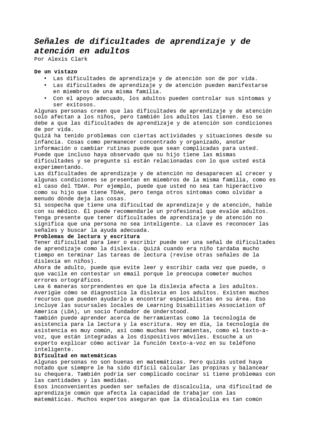 Dificultades De Aprendizaje Docsity