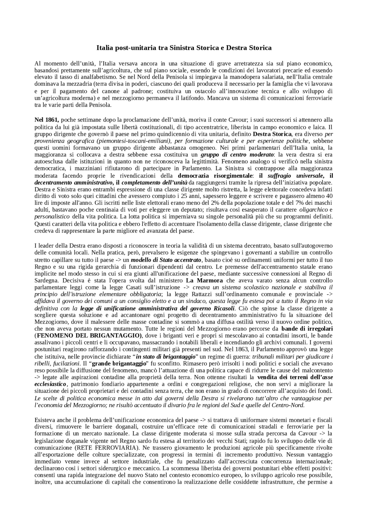 Italia Post Unitaria Docsity Italia Post Unitaria Docsity