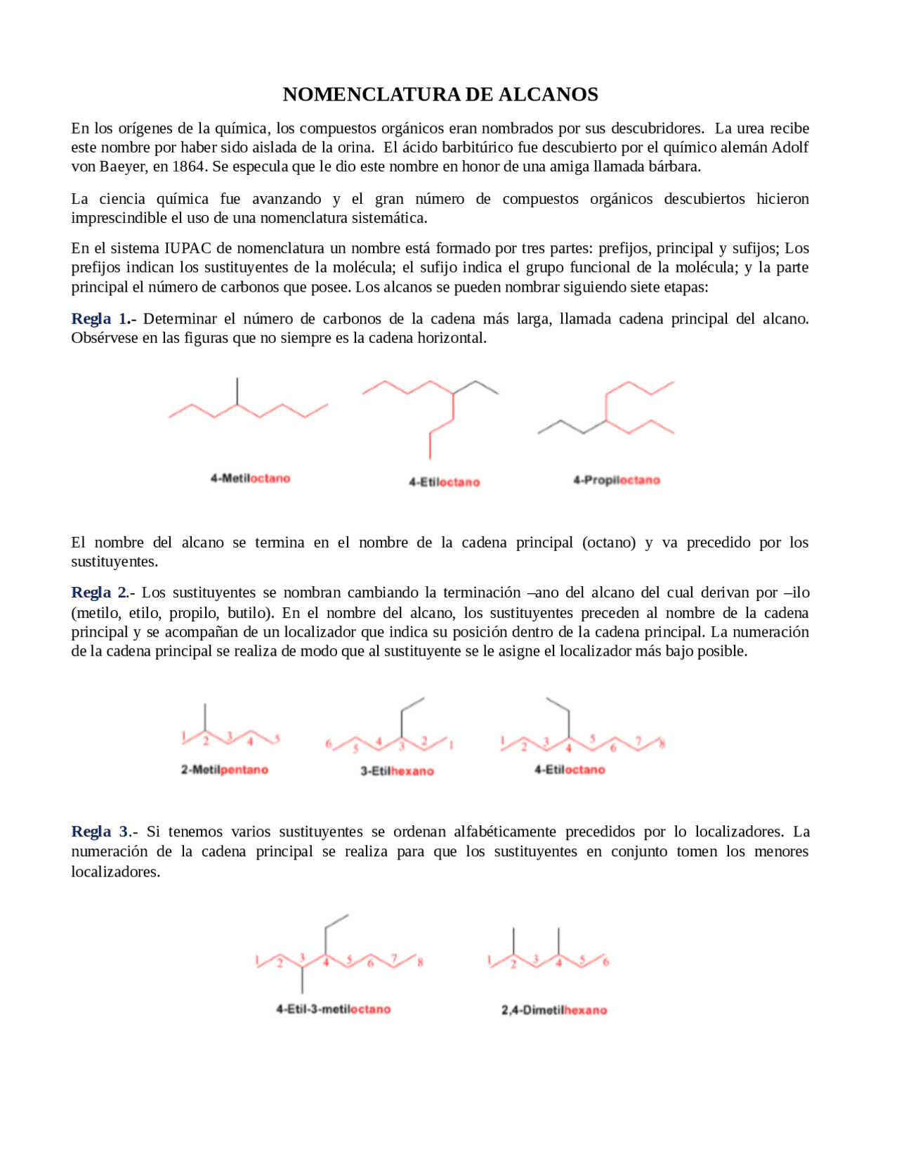 Nomenclatura Orgánica Apuntes De Química Orgánica Docsity