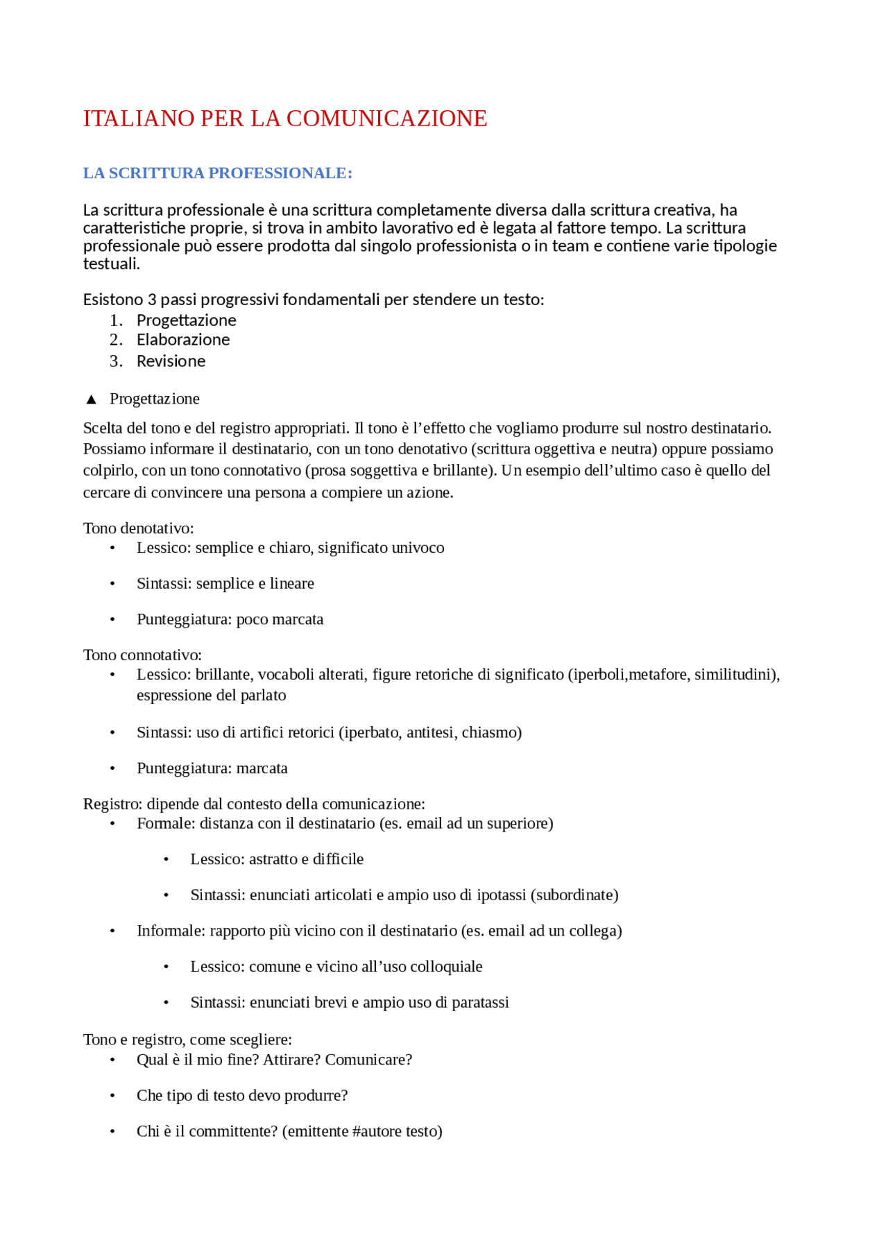 Italiano Per La Comunicazione Unicatt Docsity
