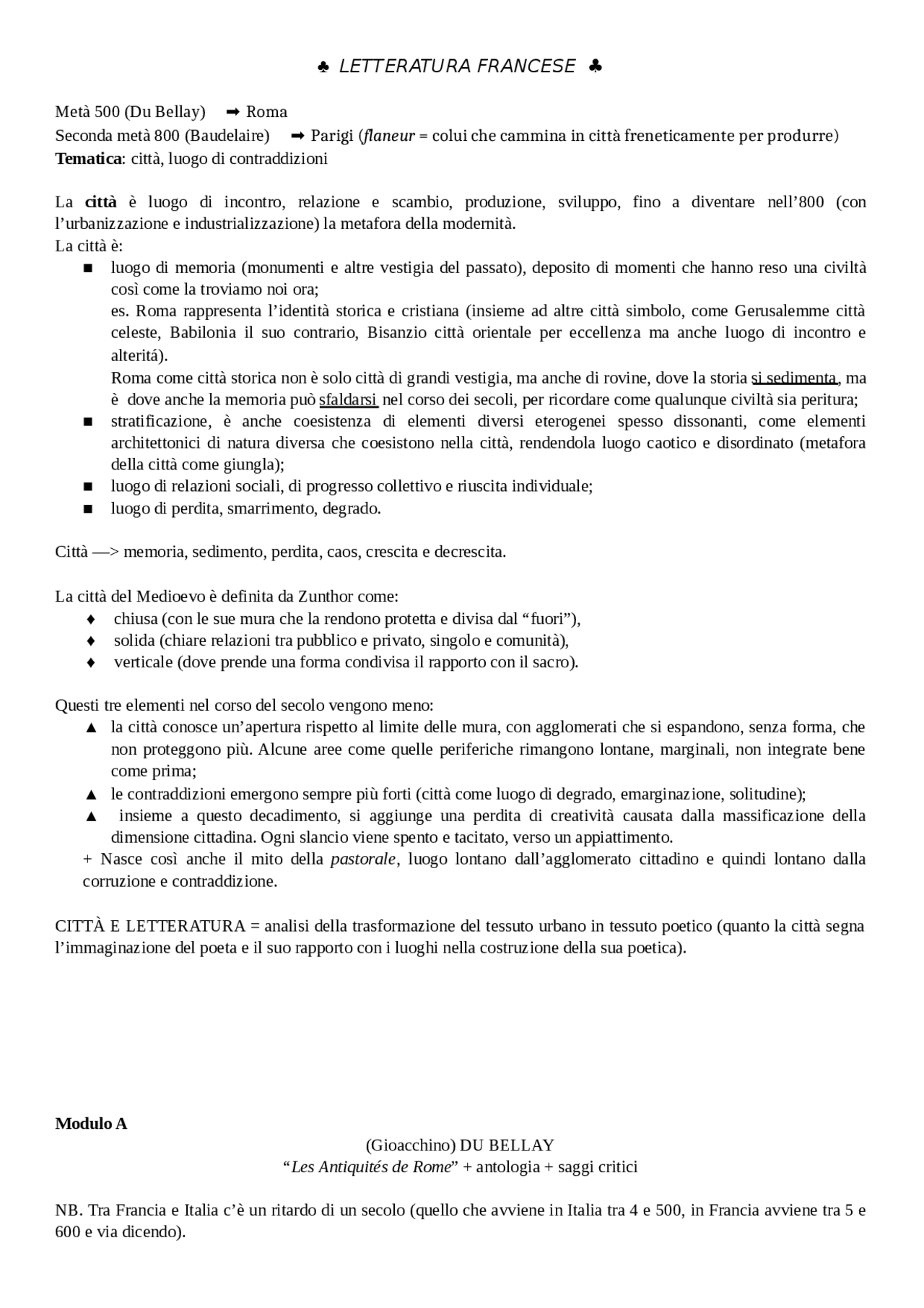 Appunti Letteratura Francese Preda Unimi 2018 2019 Docsity