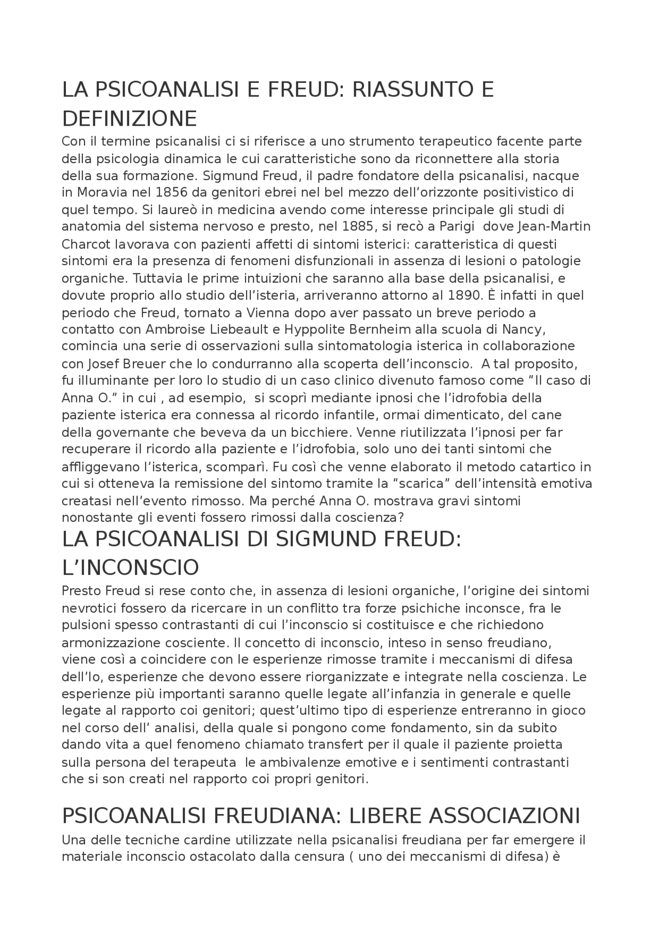 Freud E La Psicanalisi Docsity