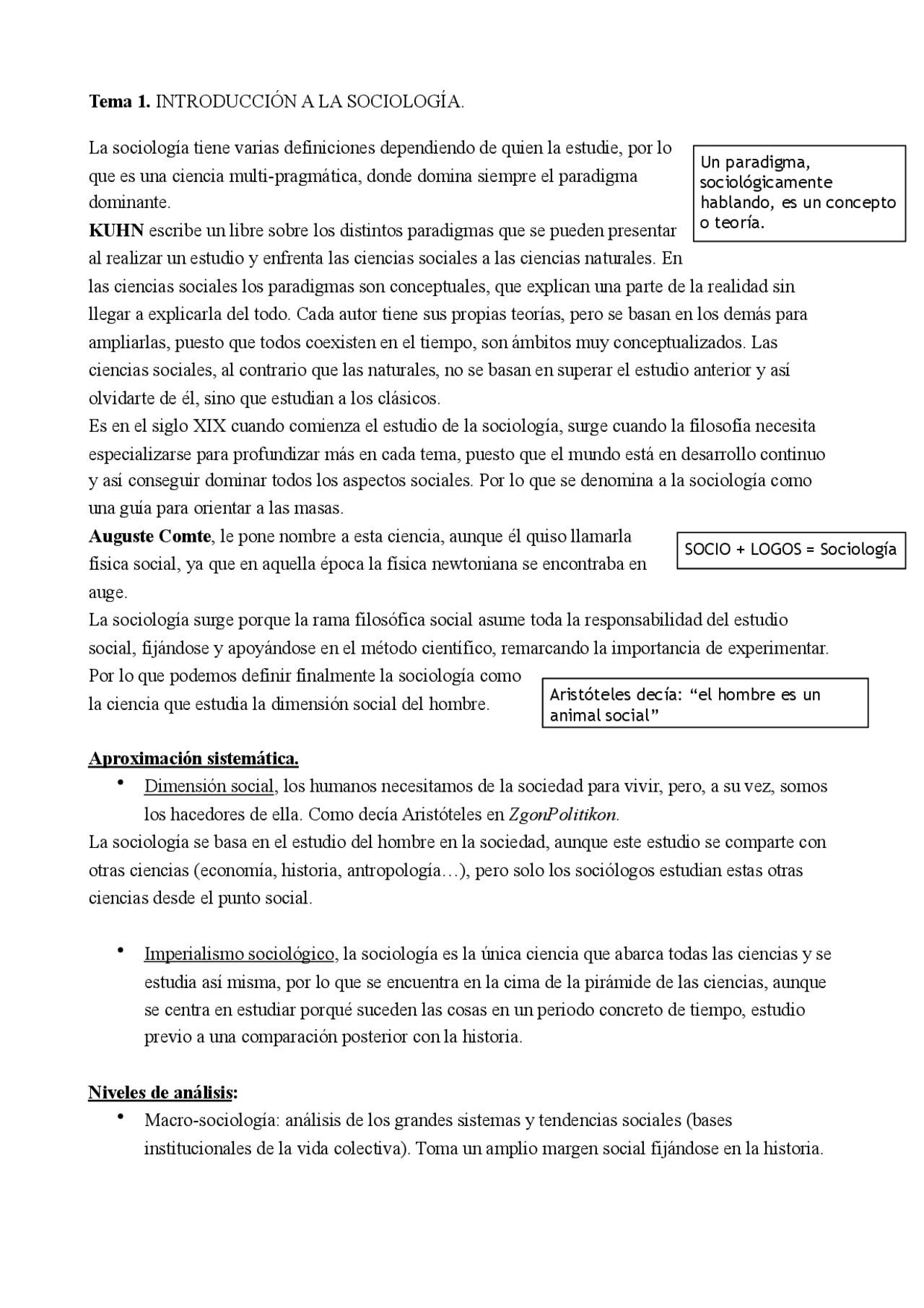 Tema 1 Y 2 Sociología Docsity