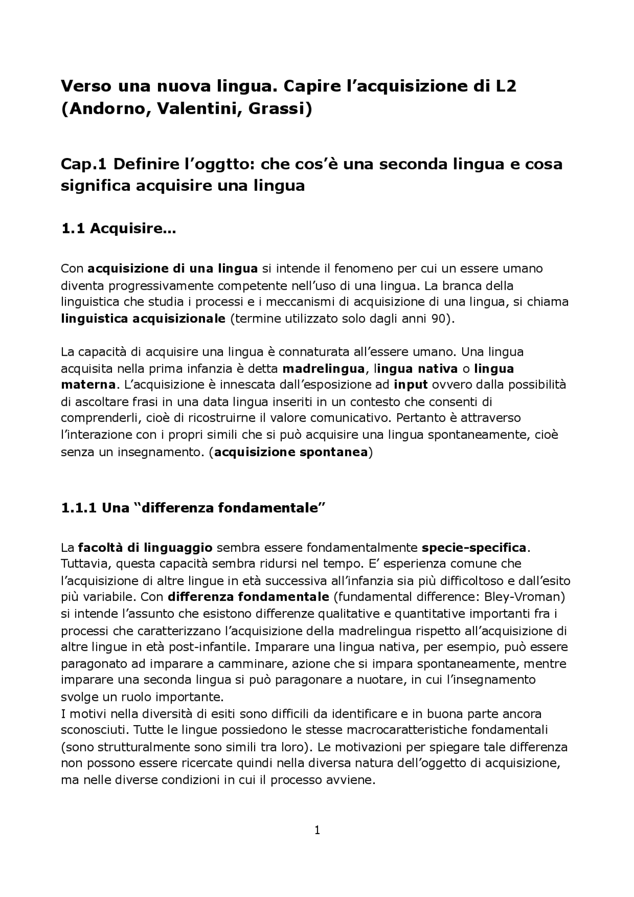 Verso Una Nuova Lingua Capire Lacquisizione Di L2 Docsity