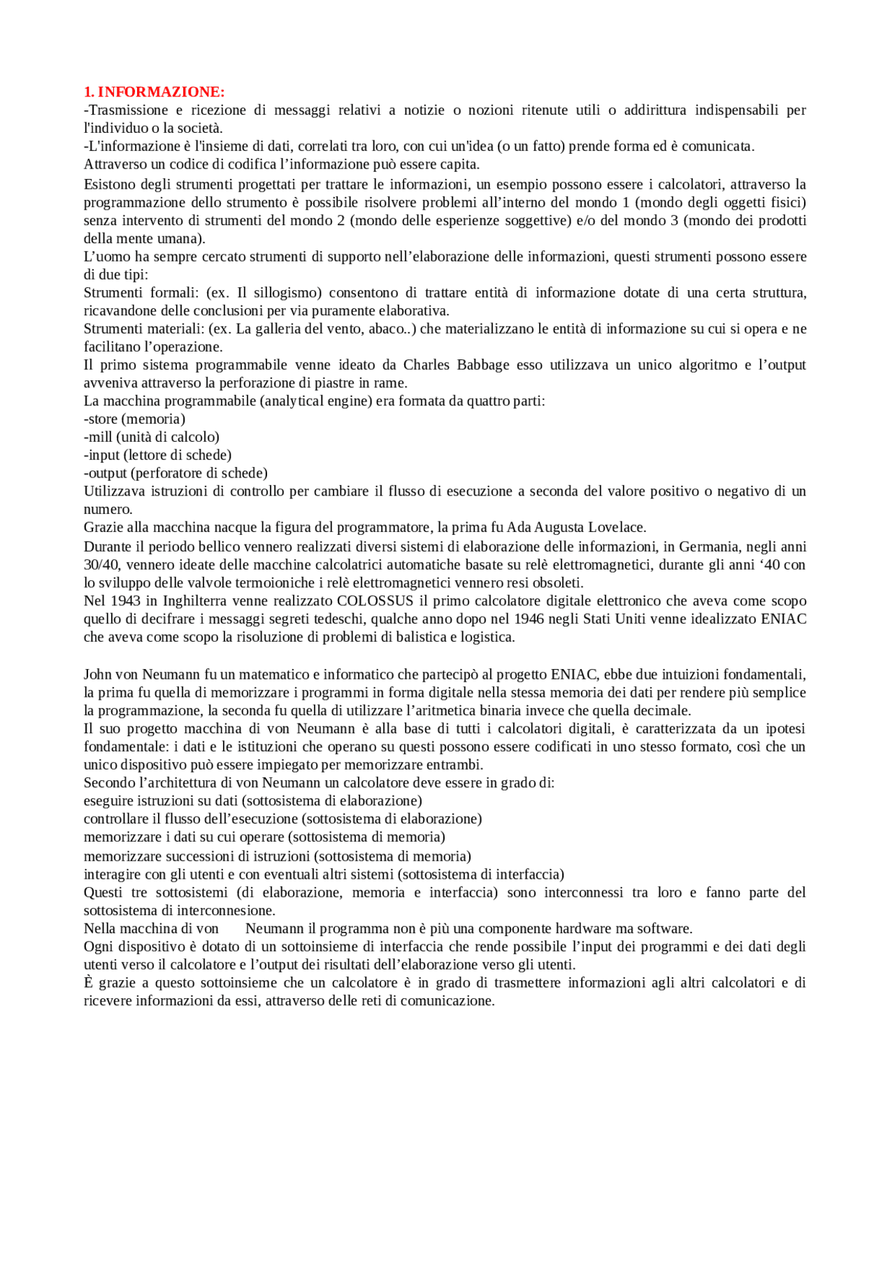 Introduzione Ai Sistemi Informatici Sintesi Del Corso Di Elementi Di