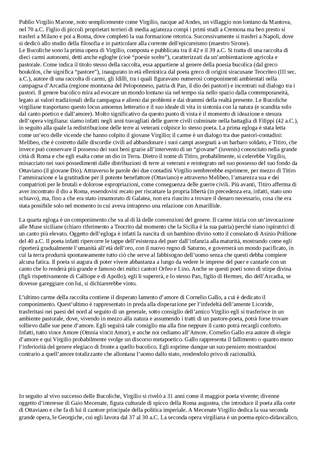 Virgilio Vita Ed Opere Docsity