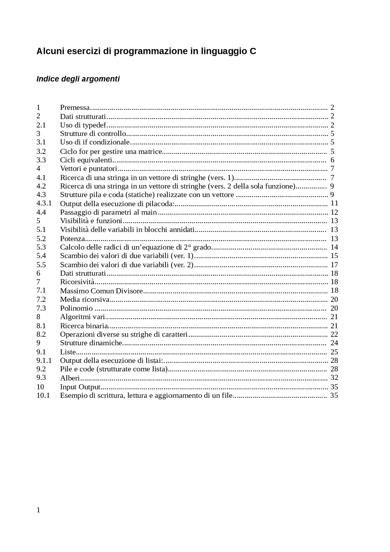 Esercizi Di Programmazione In Linguaggio C Docsity