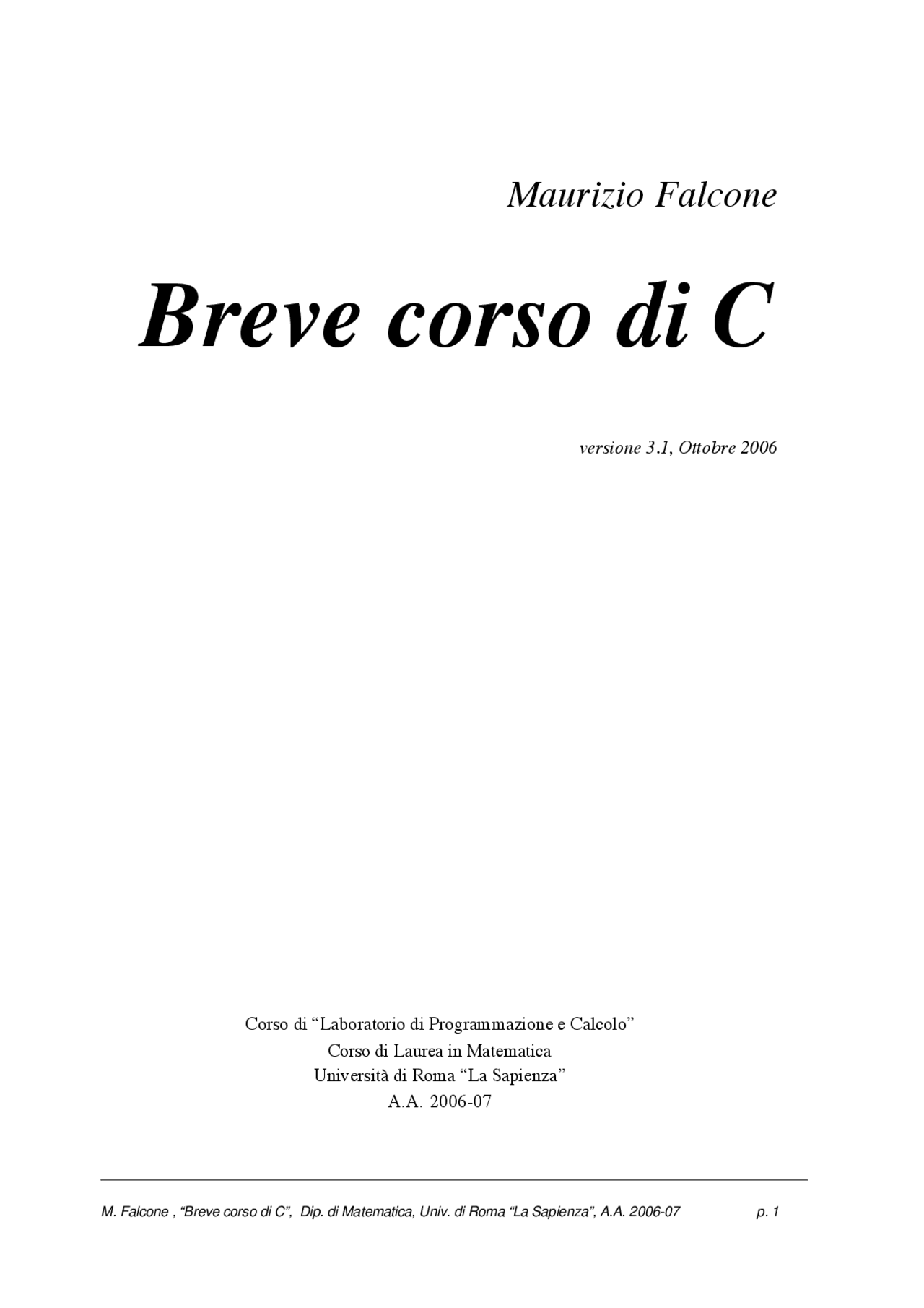 Breve Corso Linguaggio C Docsity