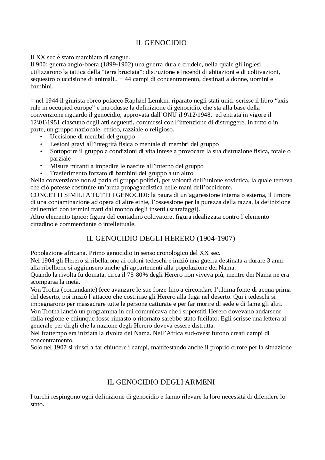 Genocidi e Giusti nella storia del novecento. G. Vecchio - Docsity