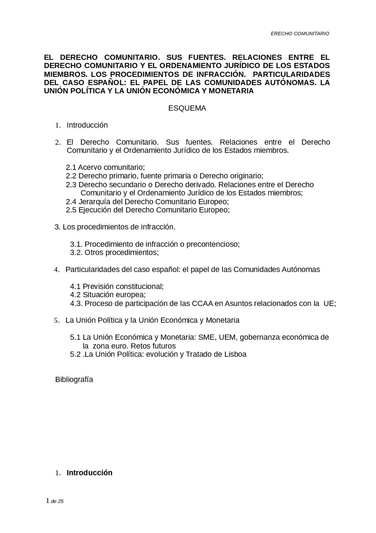 RESUMEN DE DERECHO COMUNITARIO - Docsity