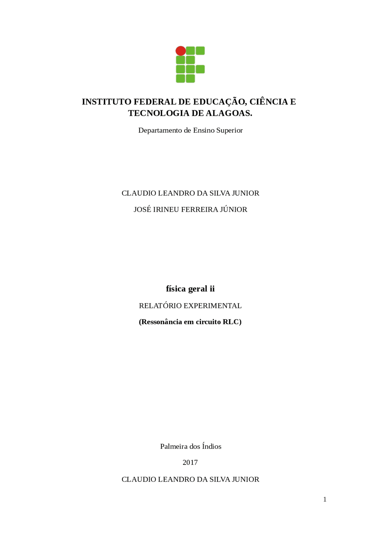 FÍsica Geral Ii RelatÓrio Experimental Trabalhos Física Docsity