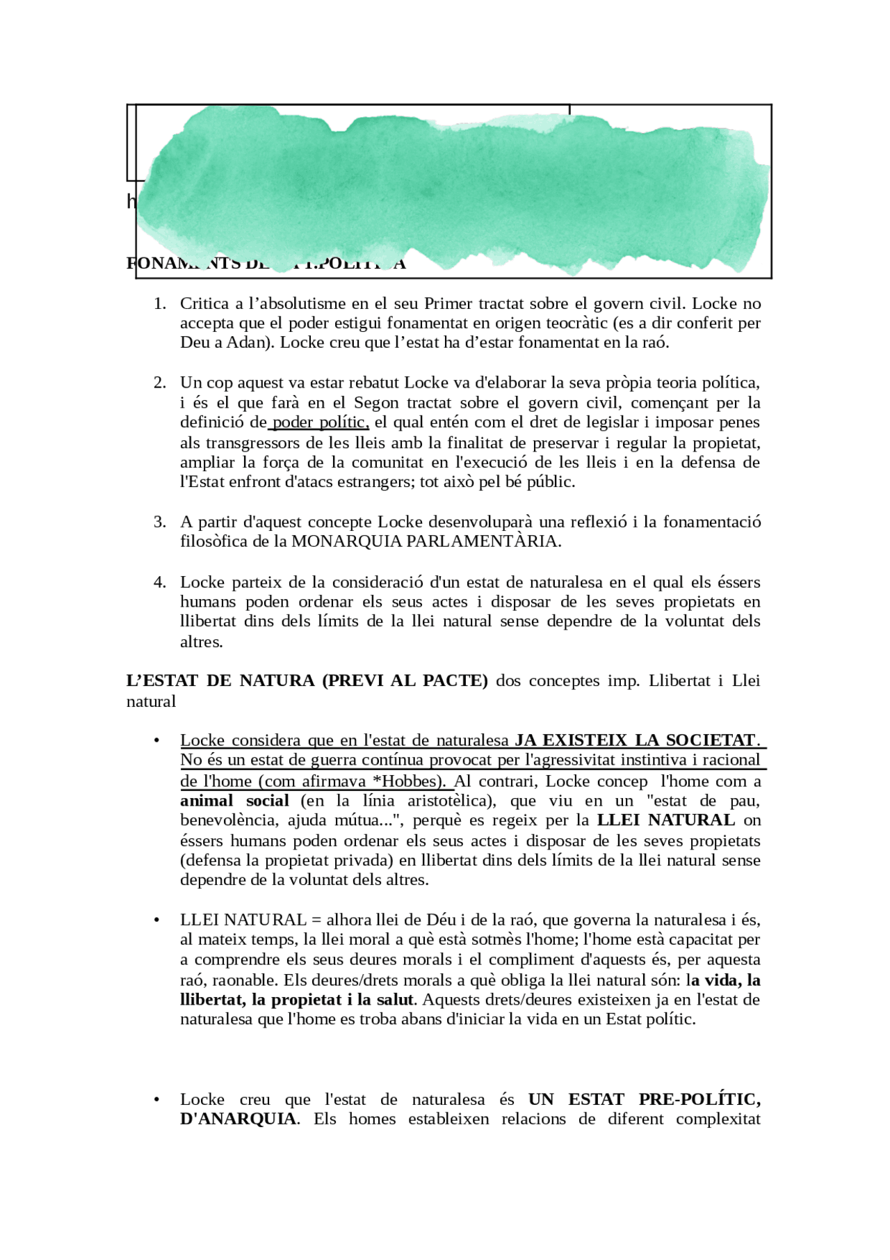 Apunts De Locke 2n De Bat Docsity
