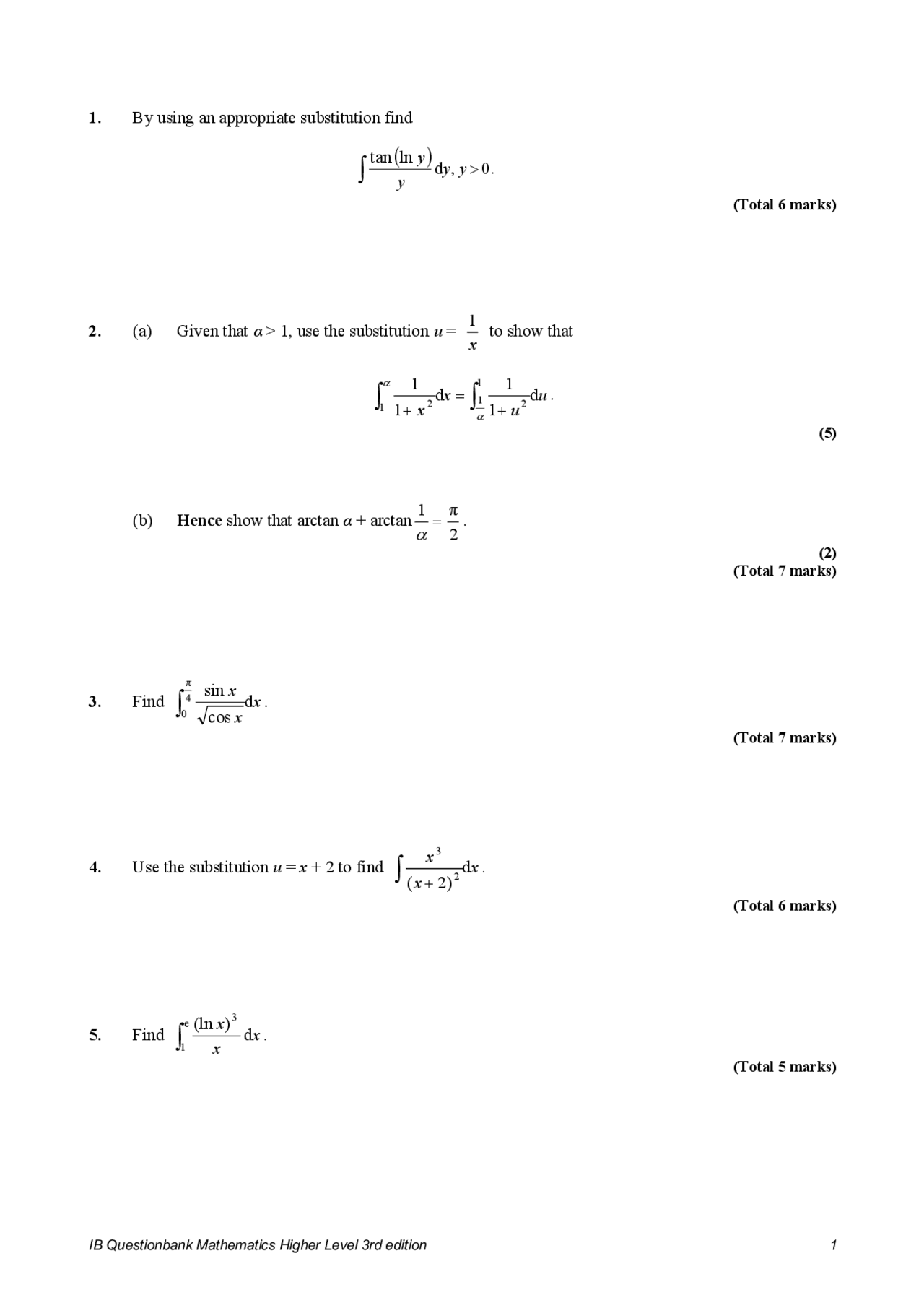 Integration For Math Hl Docsity