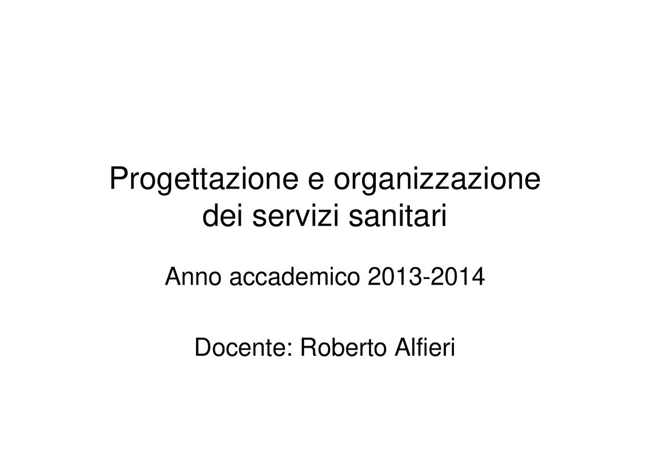 Progettazione Dei Servizi Socio Sanitari Docsity
