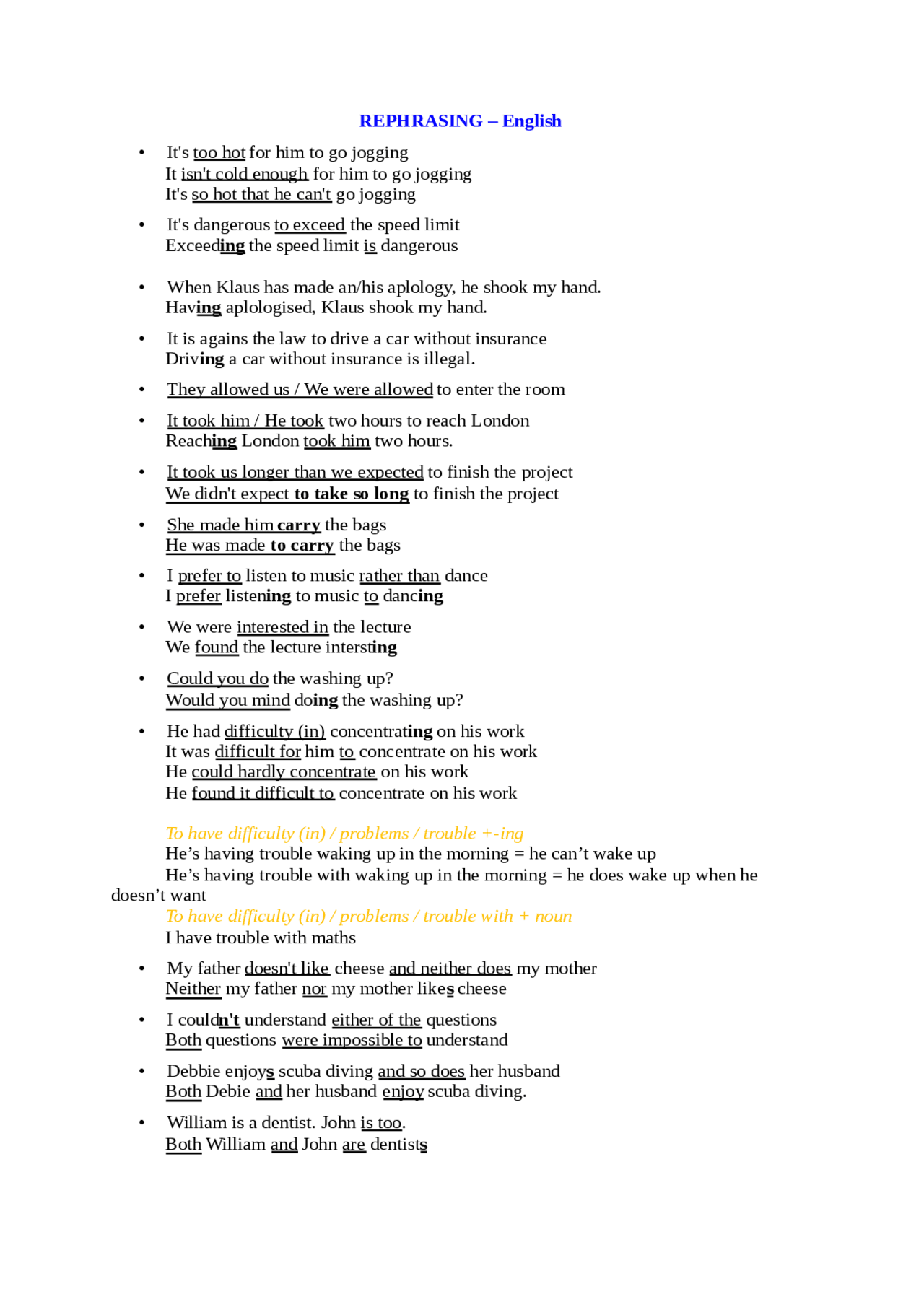 Use of english CAE - rephrasing exercise 4 | Appunti di Linguistica ...