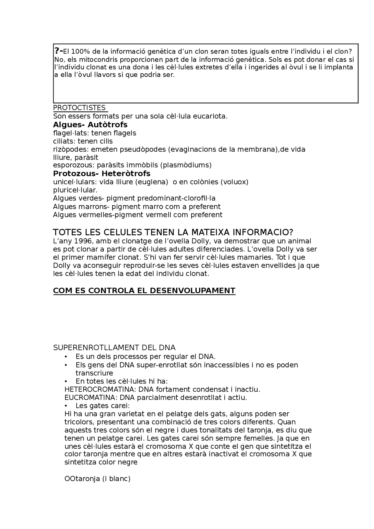 Apunts De Biologia Cel·lular Primer De Batxillerat Docsity