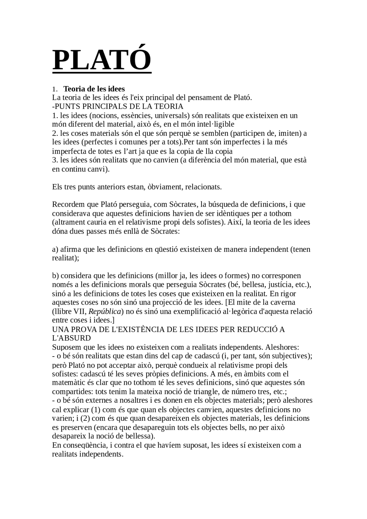 Plató Apunts 2n De Bat Docsity