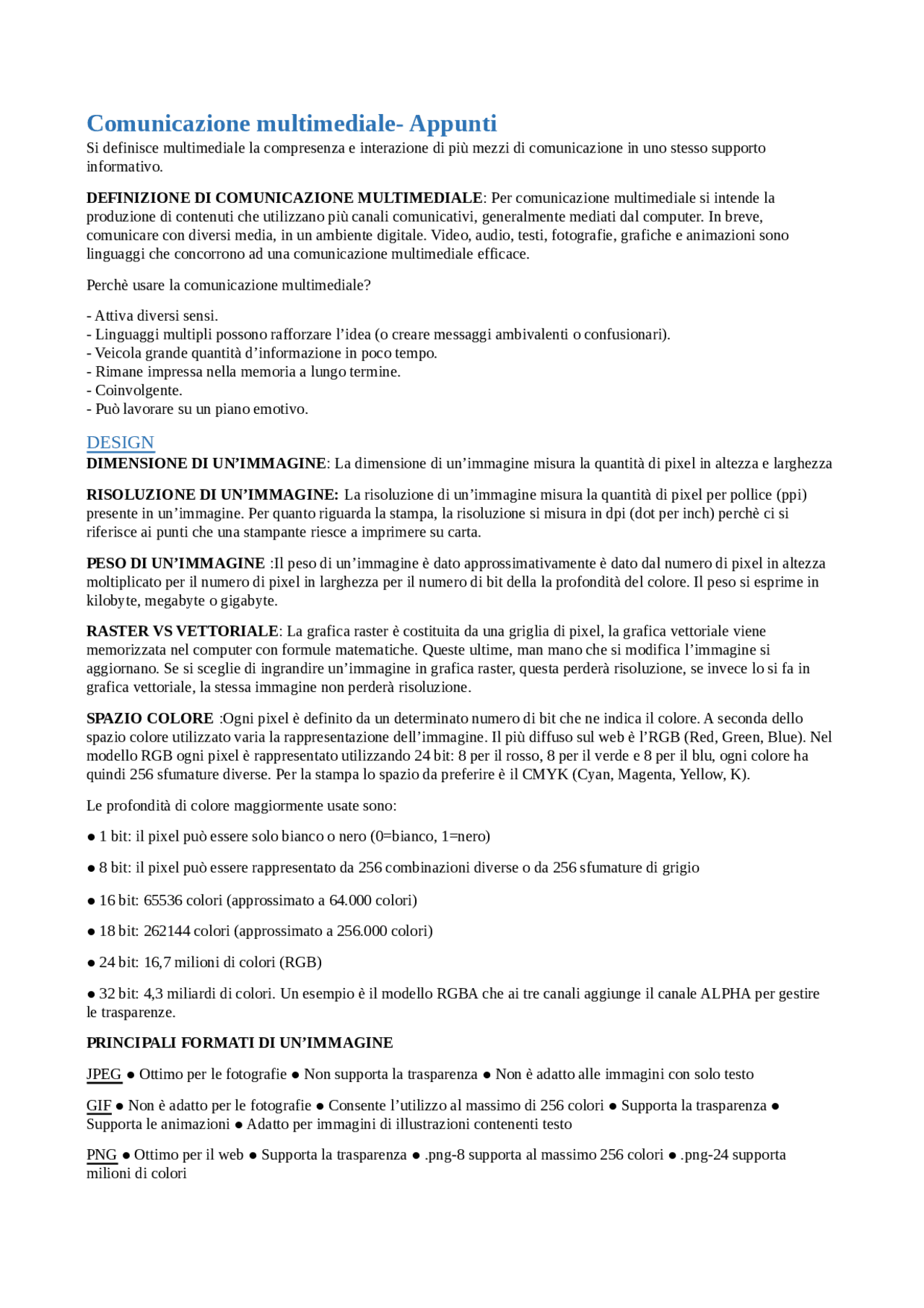 Appunti Di Comunicazione Multimediale Docsity