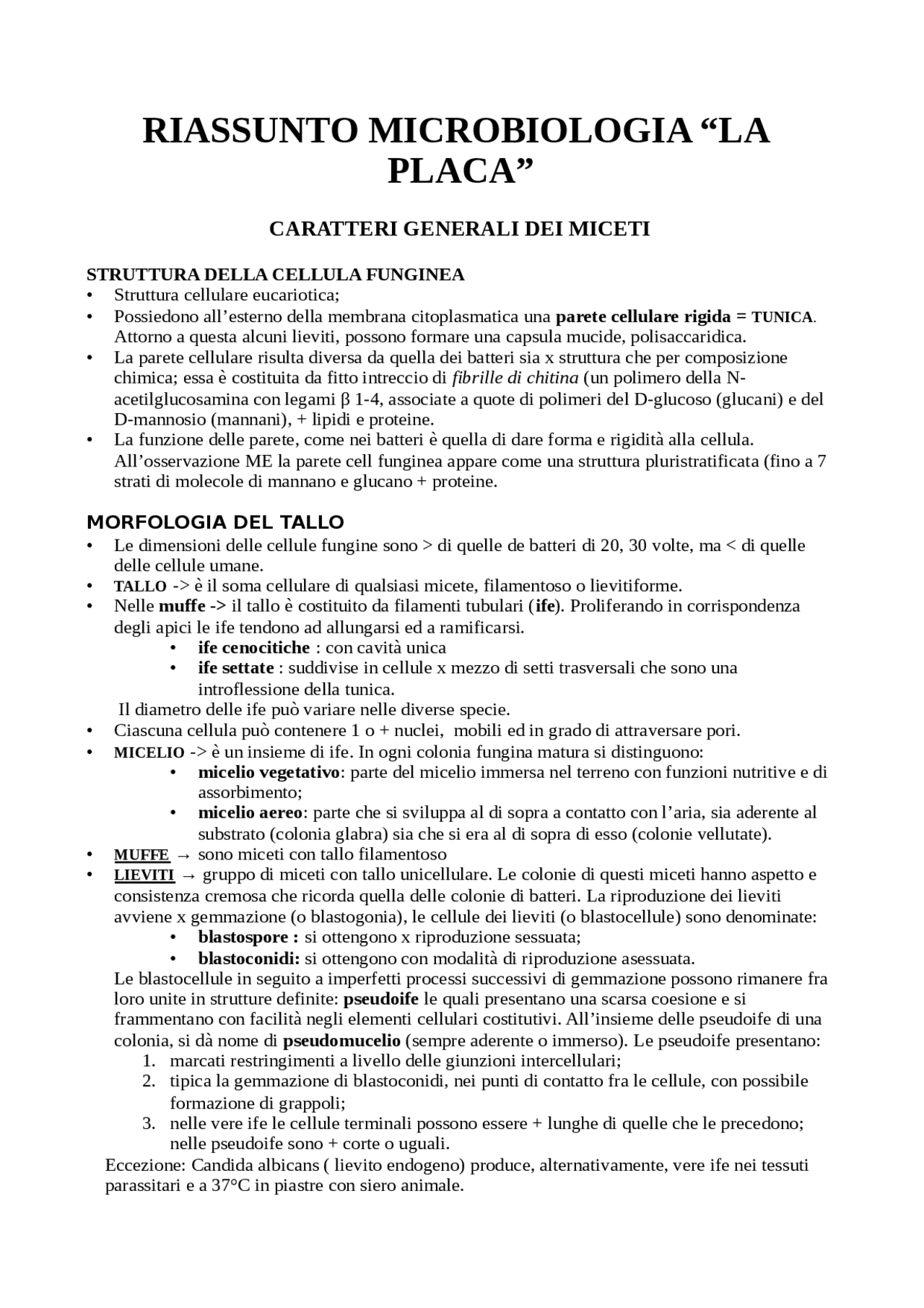 Riassunto Microbiologia La Placa Docsity