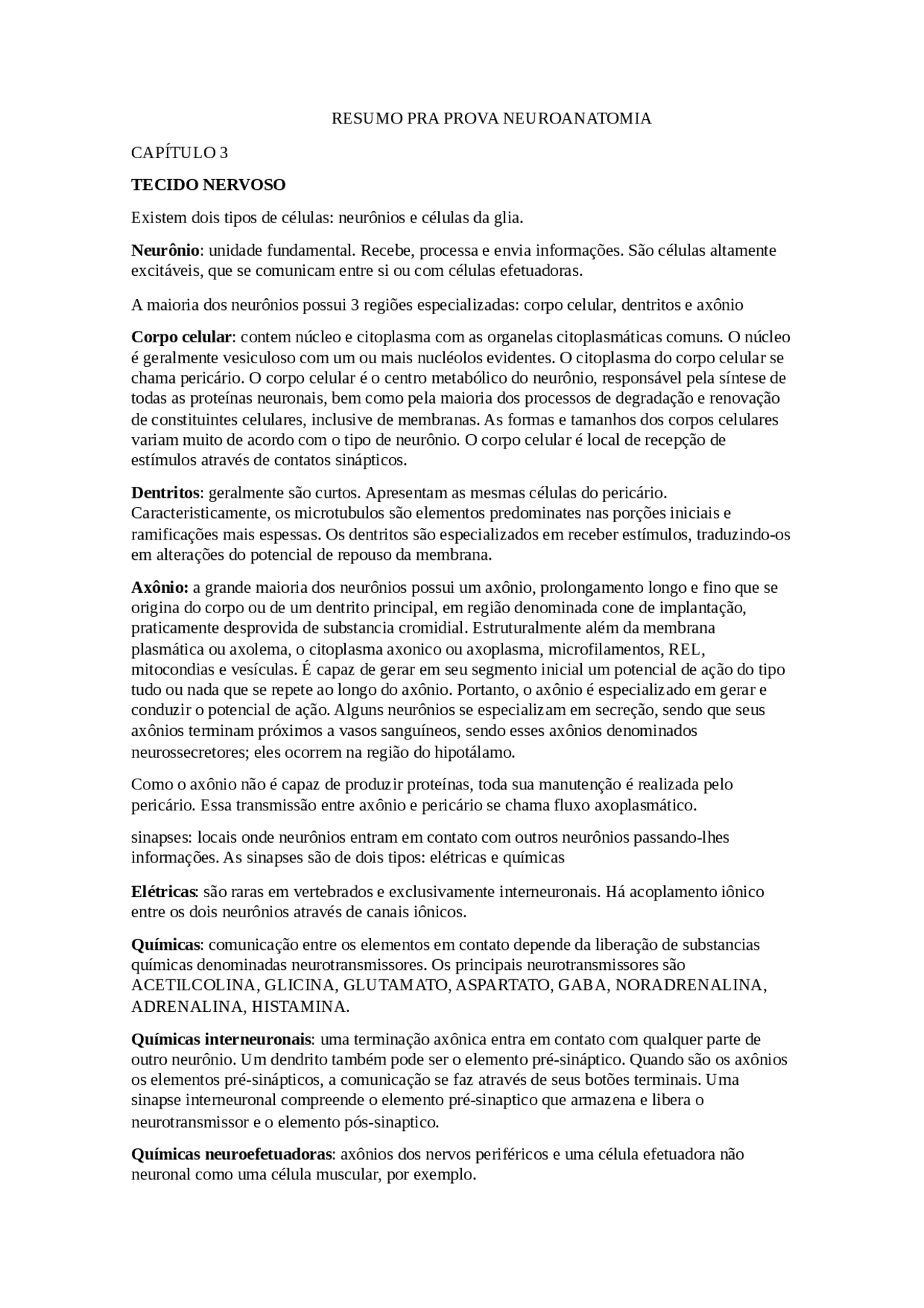 Resumo Neuroanatomia Docsity