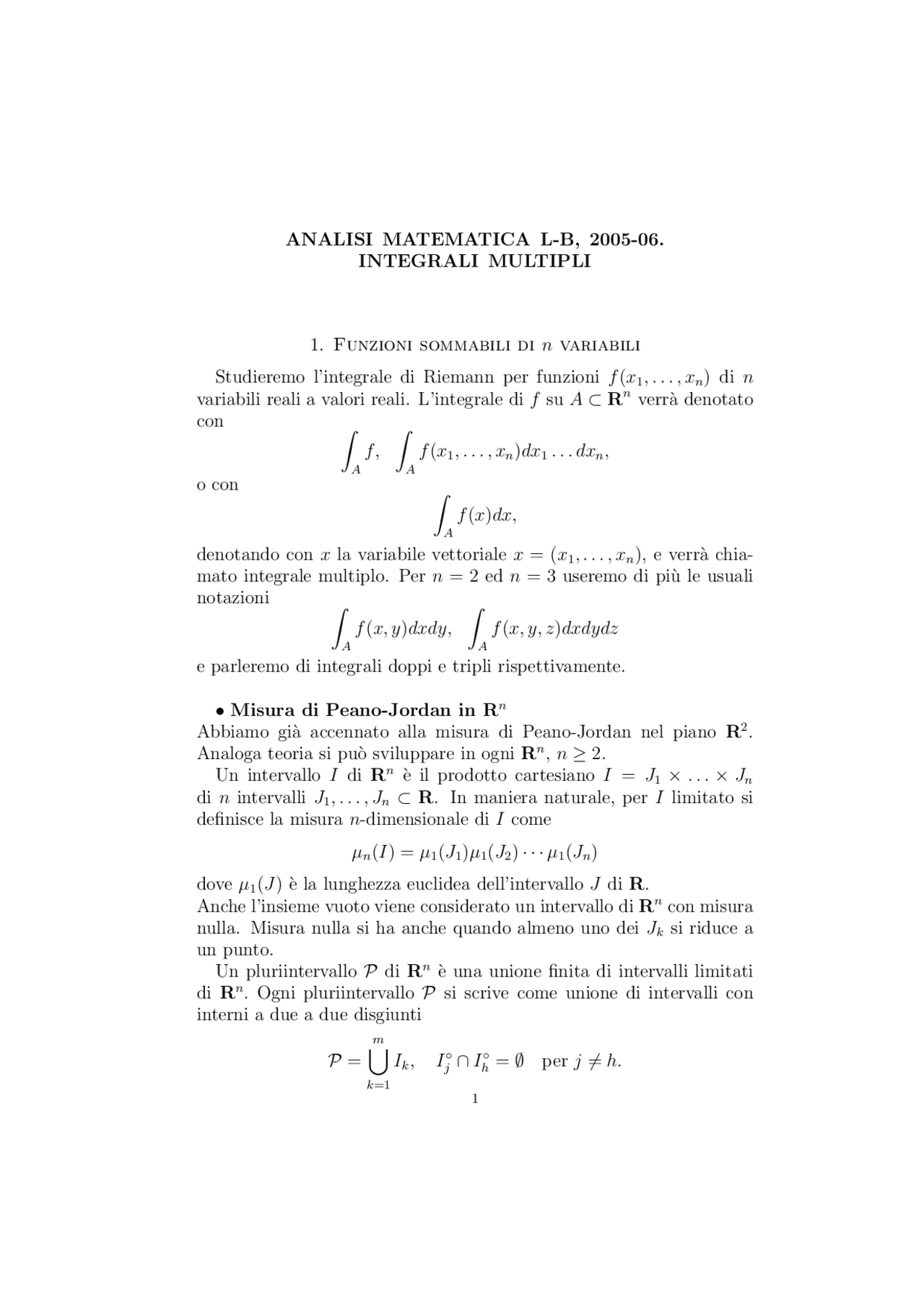 Integrali Multipli Analisi 2 Docsity