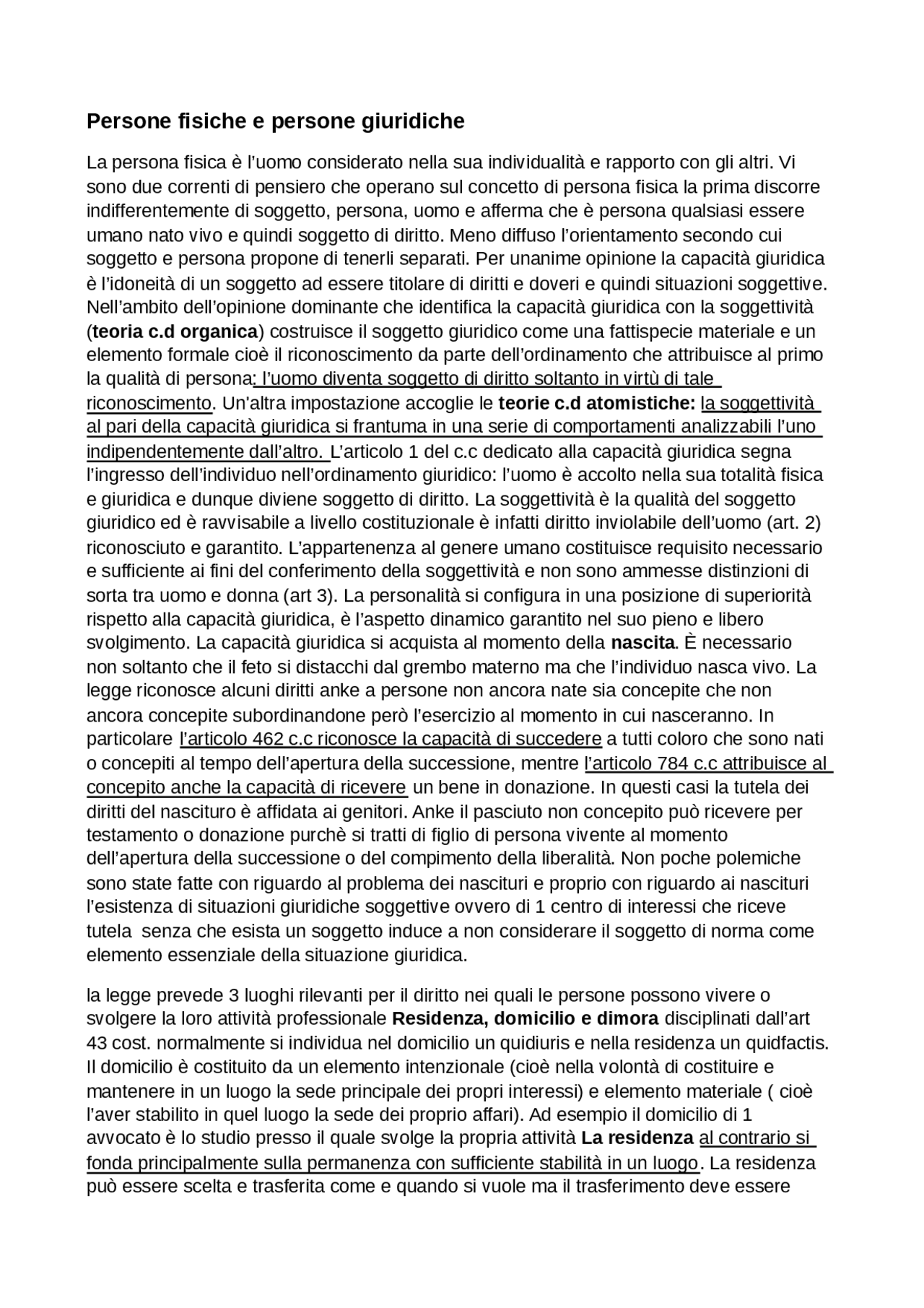 Persone Fisiche E Giuridiche Docsity