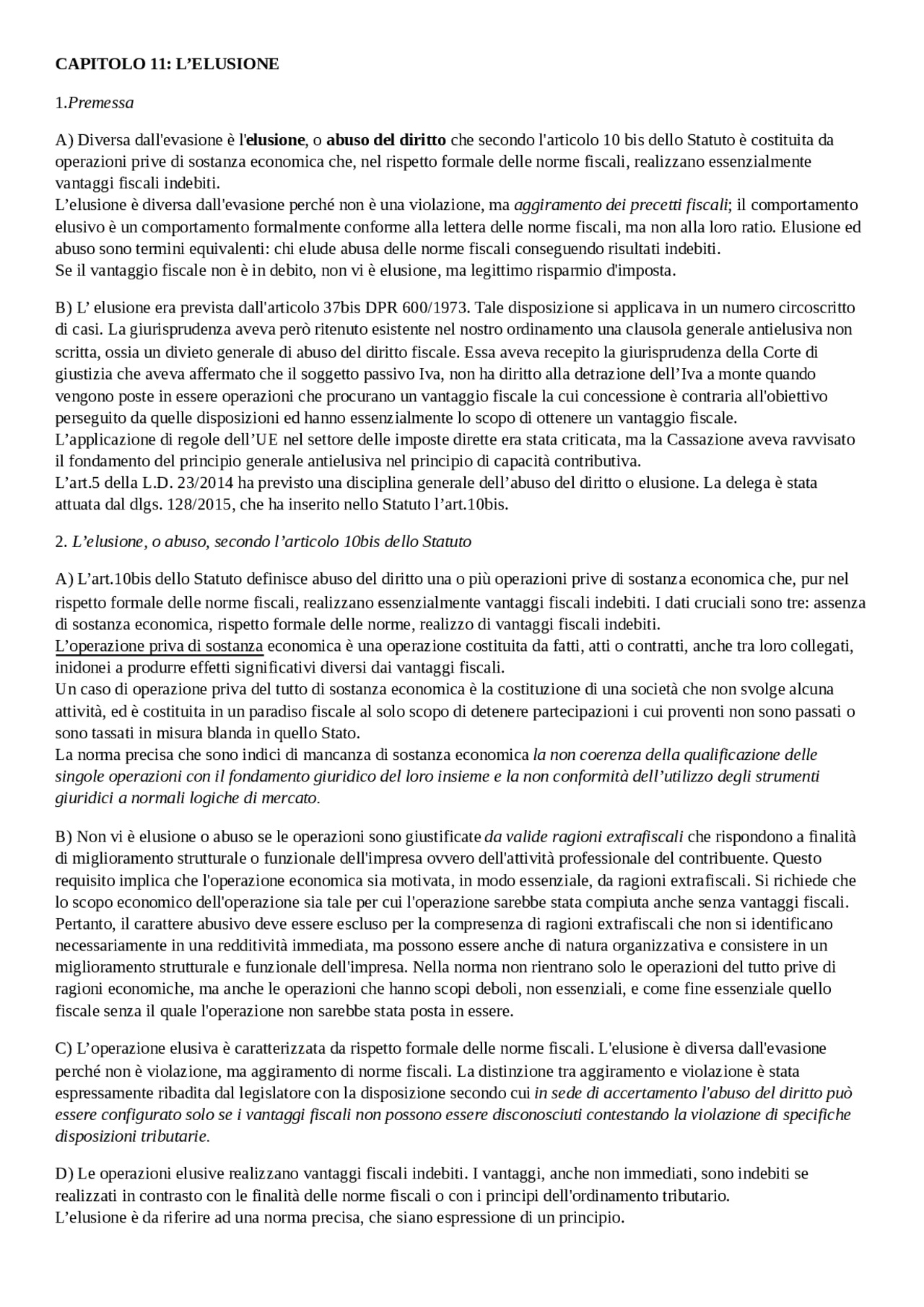 Riassunto Compendio Di Diritto Tributario Tesauro Docsity