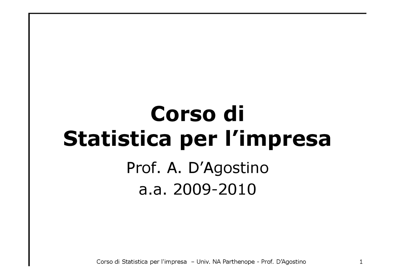 Statistica Descrittiva Lezioni Docsity