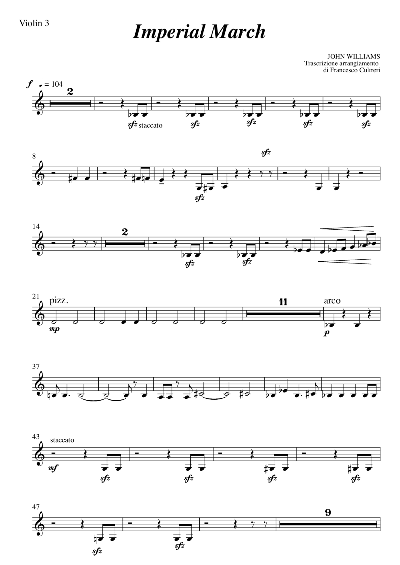 Imperial march - violin 3 - Docsity