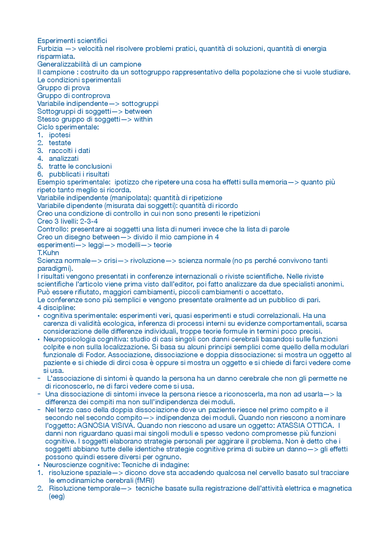 Spiegazione Esperimenti Docsity