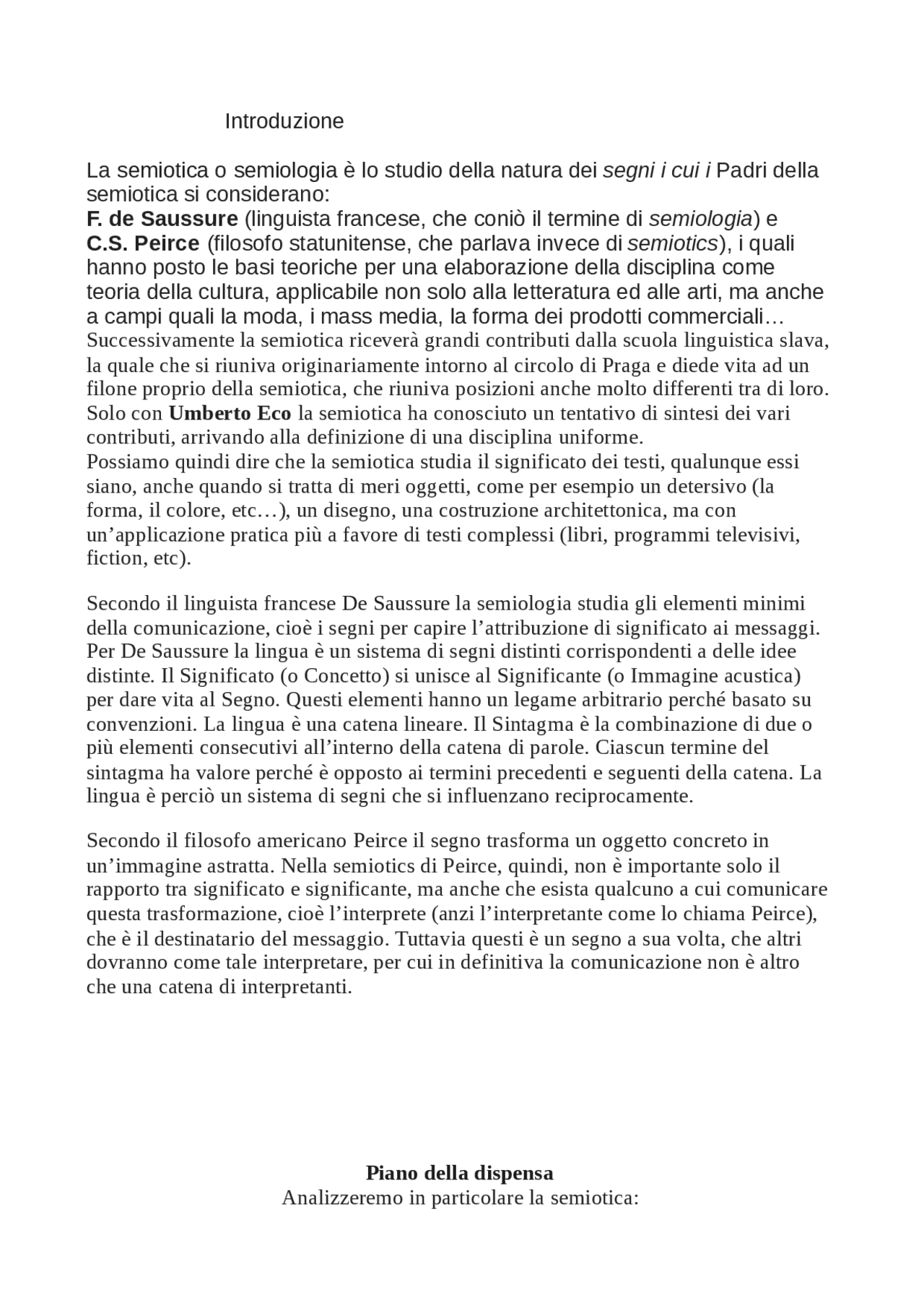 Introduzione Semiotica Docsity