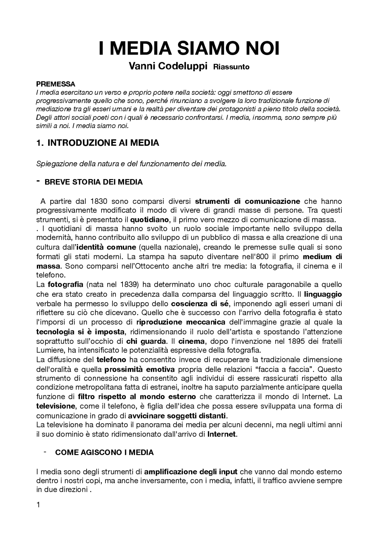 I Media Siamo Noi Vanni Codeluppi Riassunto Docsity