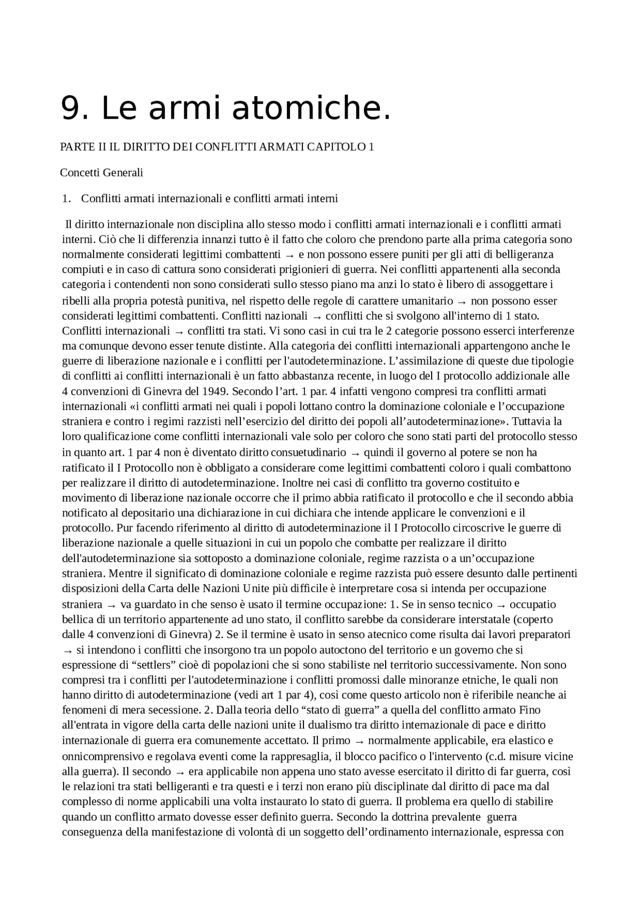 Diritto Dei Conflitti Armati Docsity