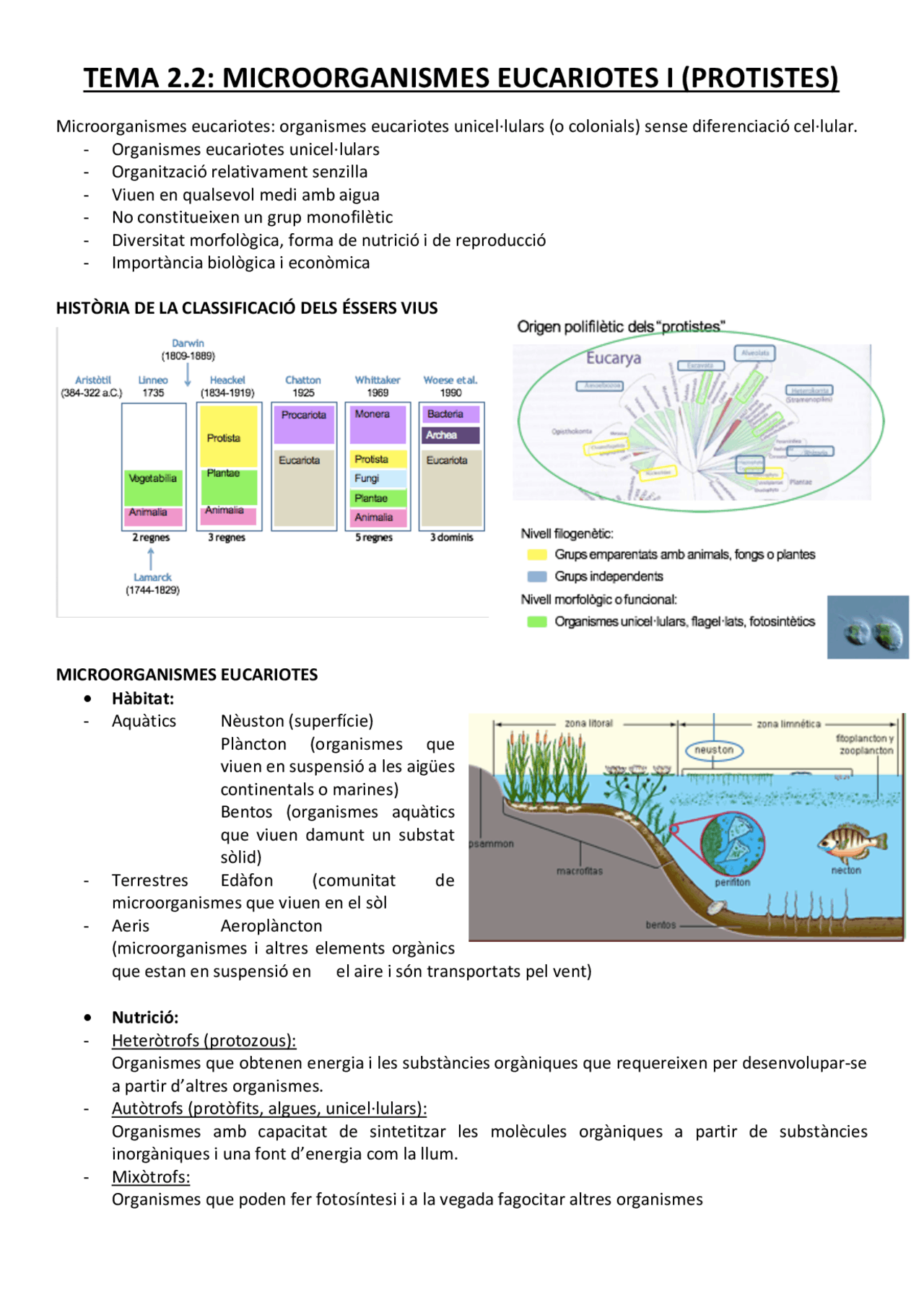 Tema 22 Biologia 1r Ciències Ambientals Docsity