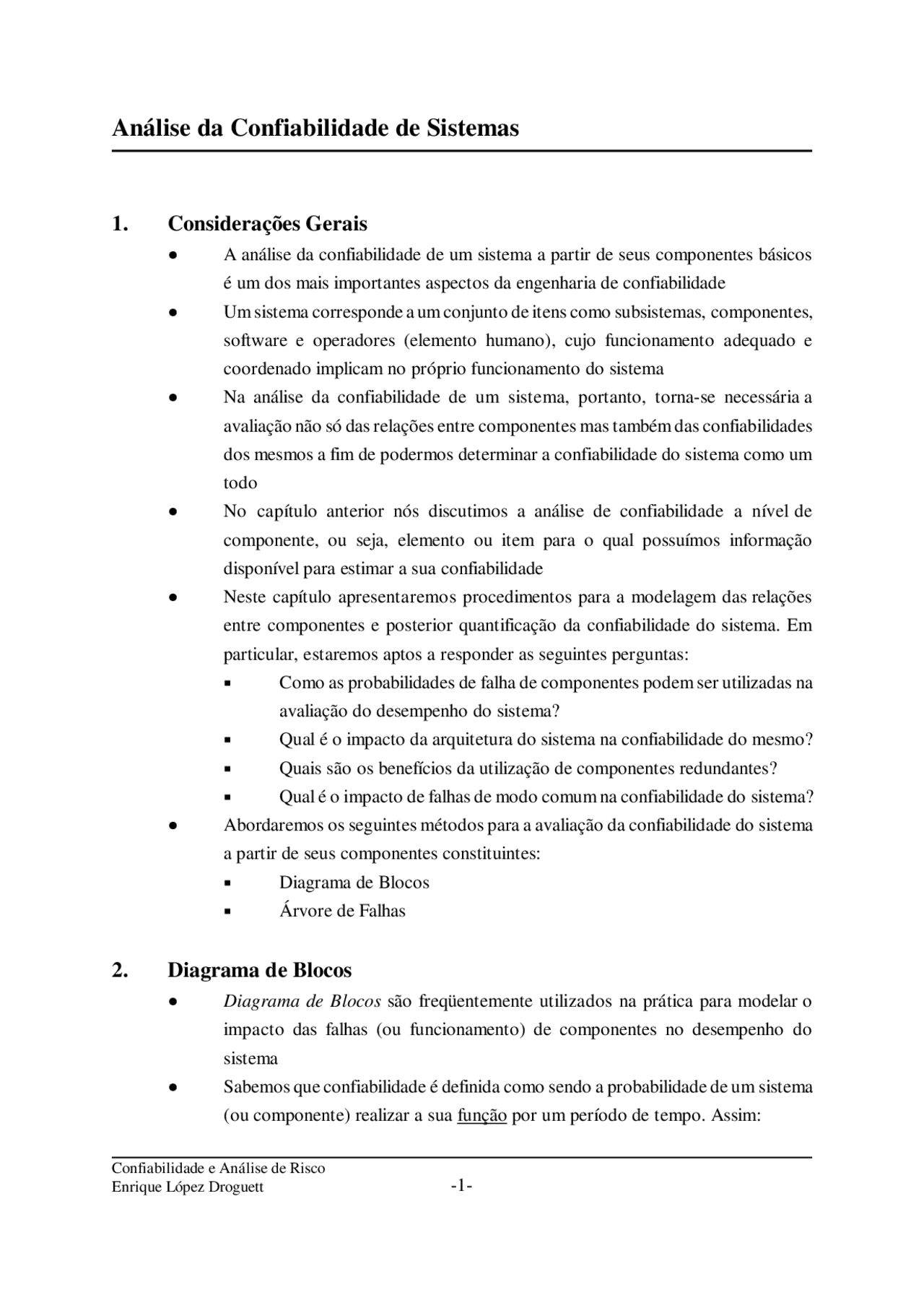 Confiabilidade E Analise De Risco Analispdf Docsity