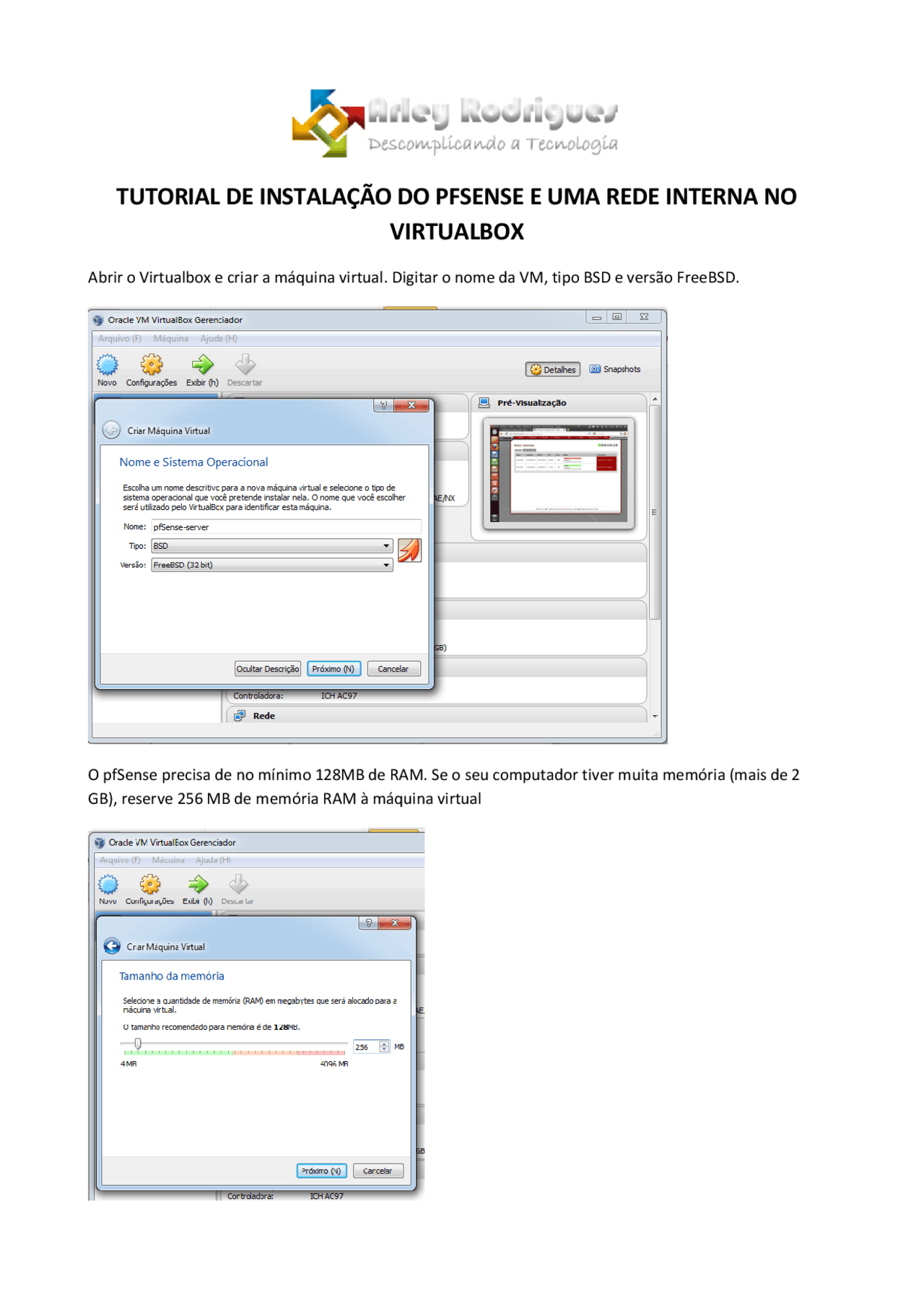 Tutorial De Instalação Pfsene Docsity
