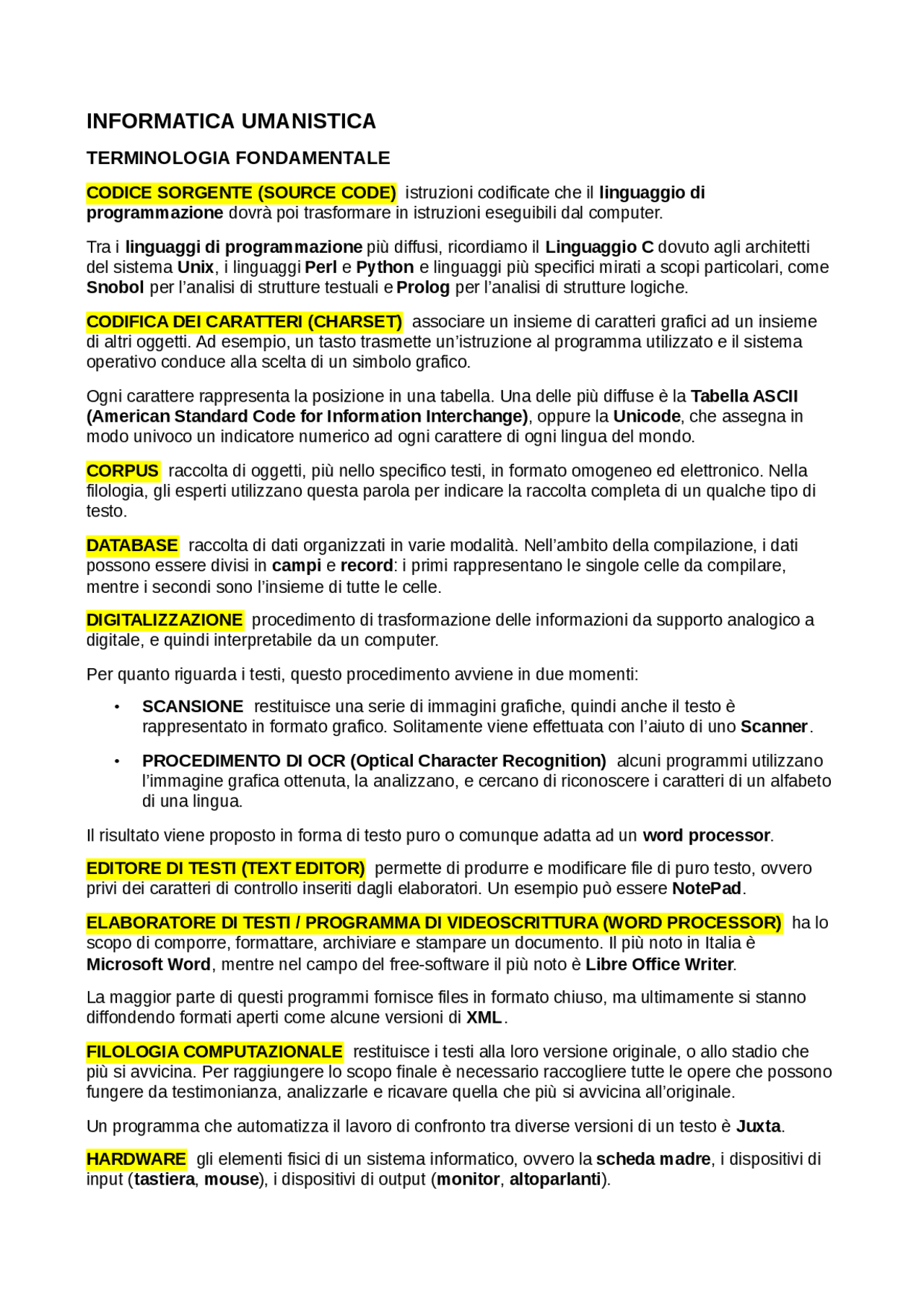 Informatica Umanistica (Guido Milanese) | Appunti di Elementi di ...